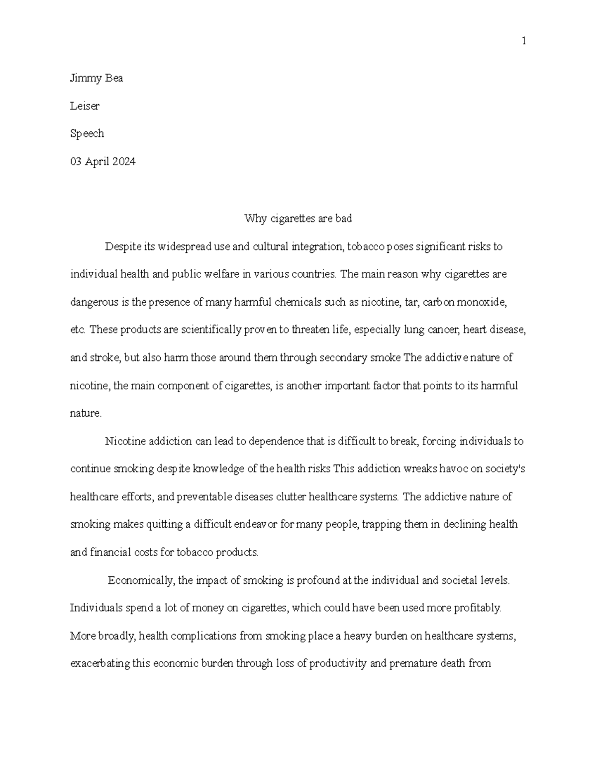 Report - cyfrxdzthj - 1 Jimmy Bea Leiser Speech 03 April 2024 Why ...