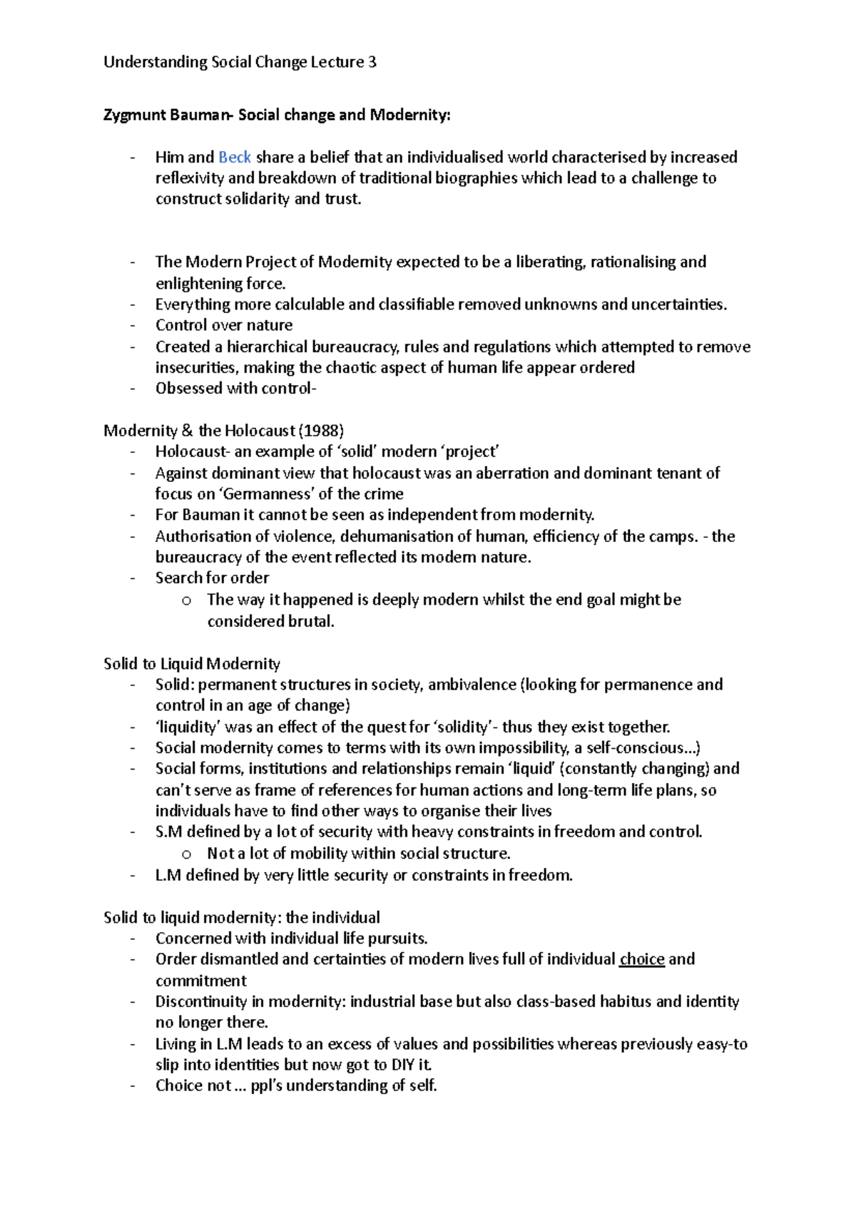 Understanding Social Change Lecture 3 - The Modern Project of Modernity ...