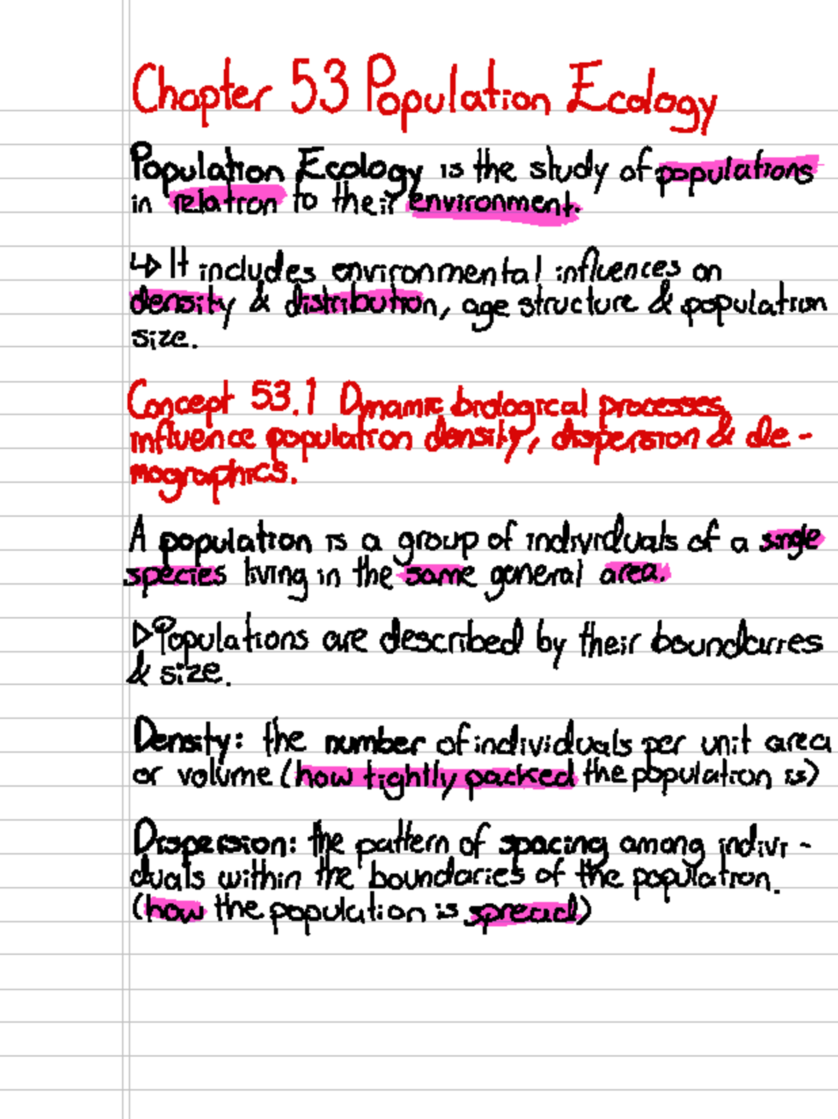 Chapter 53 - Population Ecology - BIO 1306 - Baylor University - Studocu