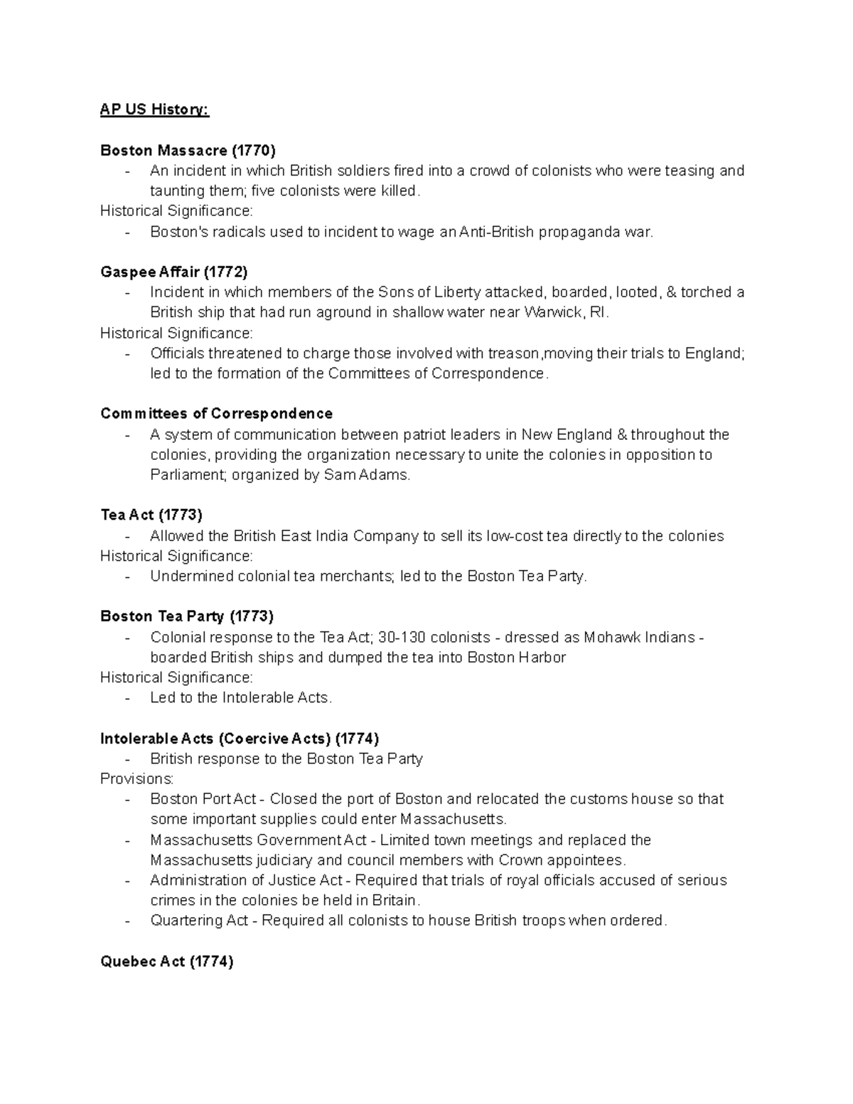 AP US History - APUSH terms, treaties, acts, louisiana purchase...etc ...