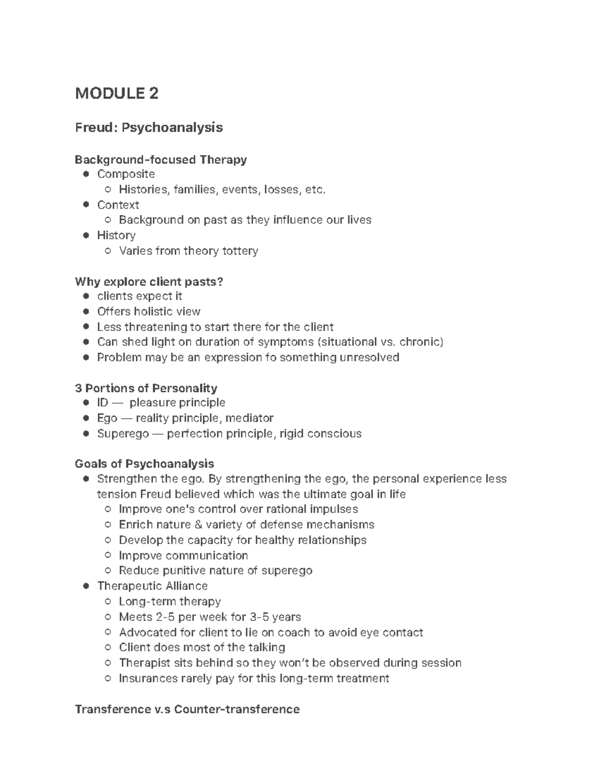 Foundations- Module 2 - Freud: Psychoanalysis - - Studocu