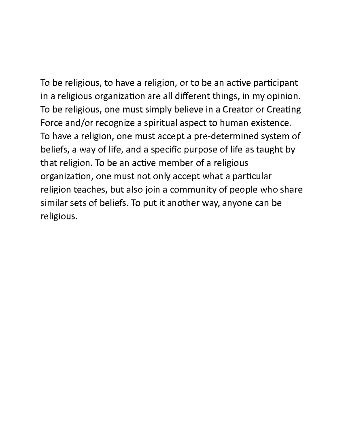 To be religious - gergfcwwwc - To be religious, to have a religion, or ...