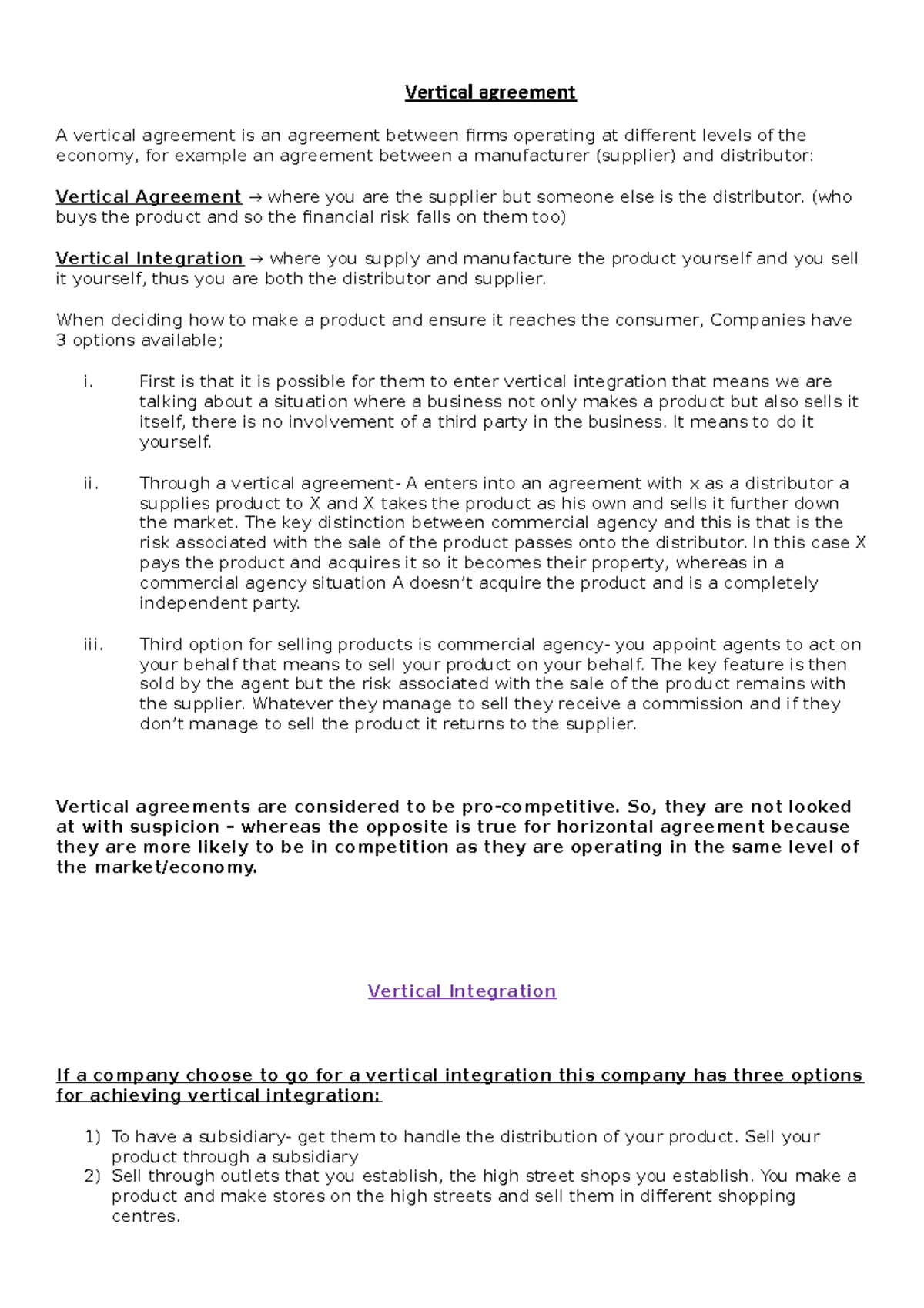 Vertical agreement - lecture and reading - Vertical agreement A ...