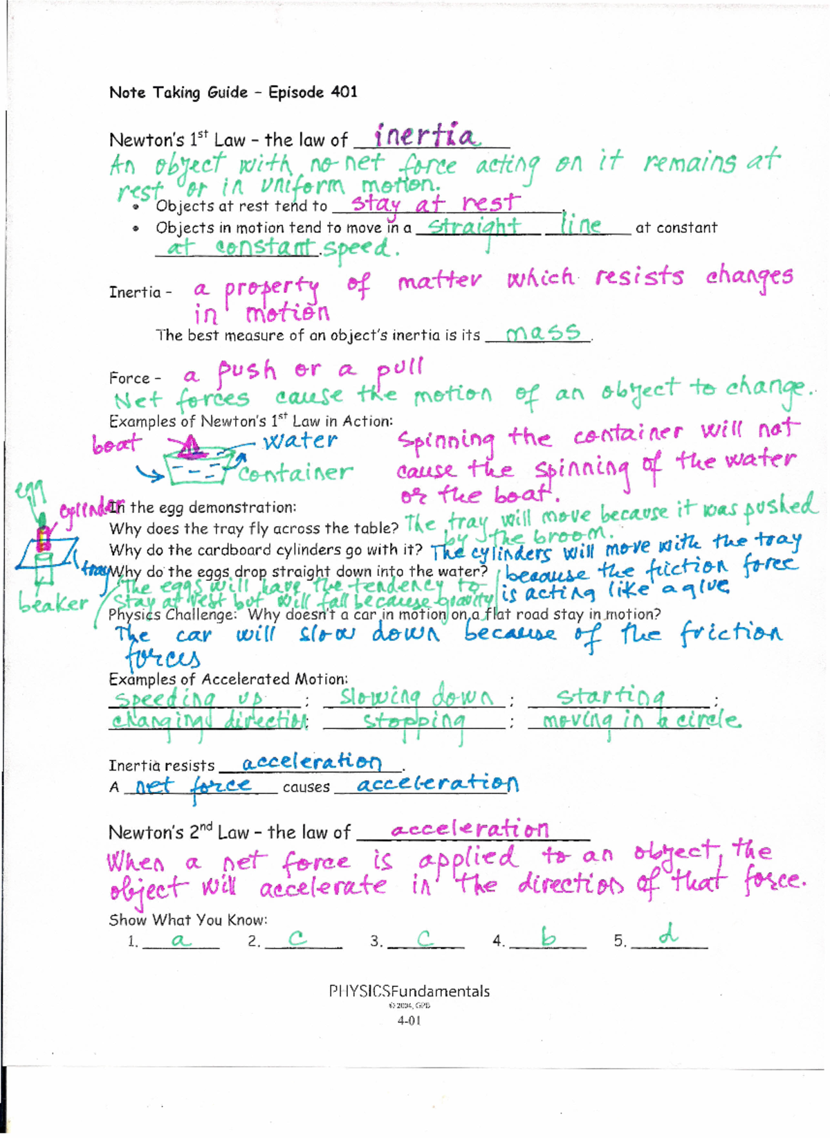 Newtons 1st and 2nd laws intro - Force - a. fU$ h e-r &l- FcJ (( e+ ...