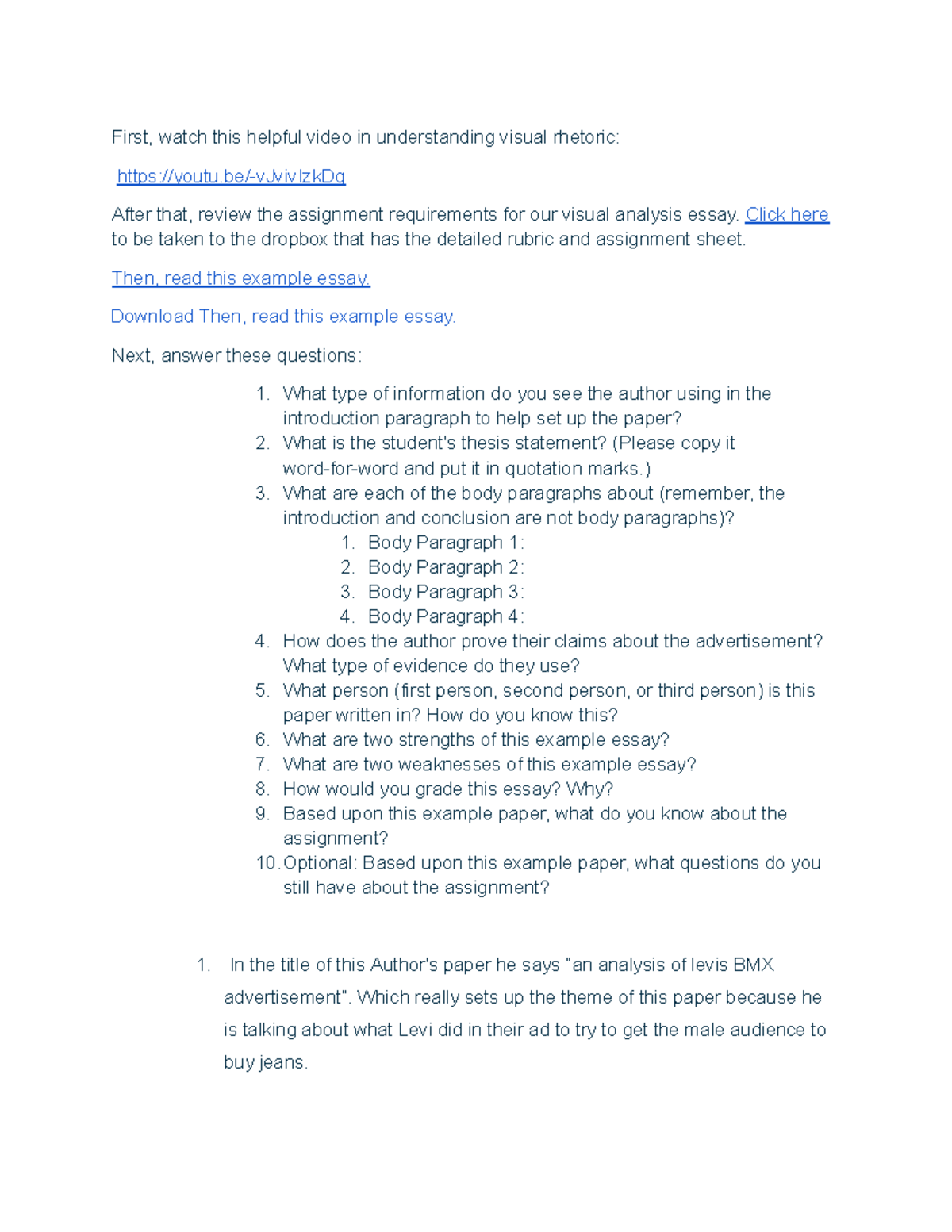 Example essay rhetoric - First, watch this helpful video in ...