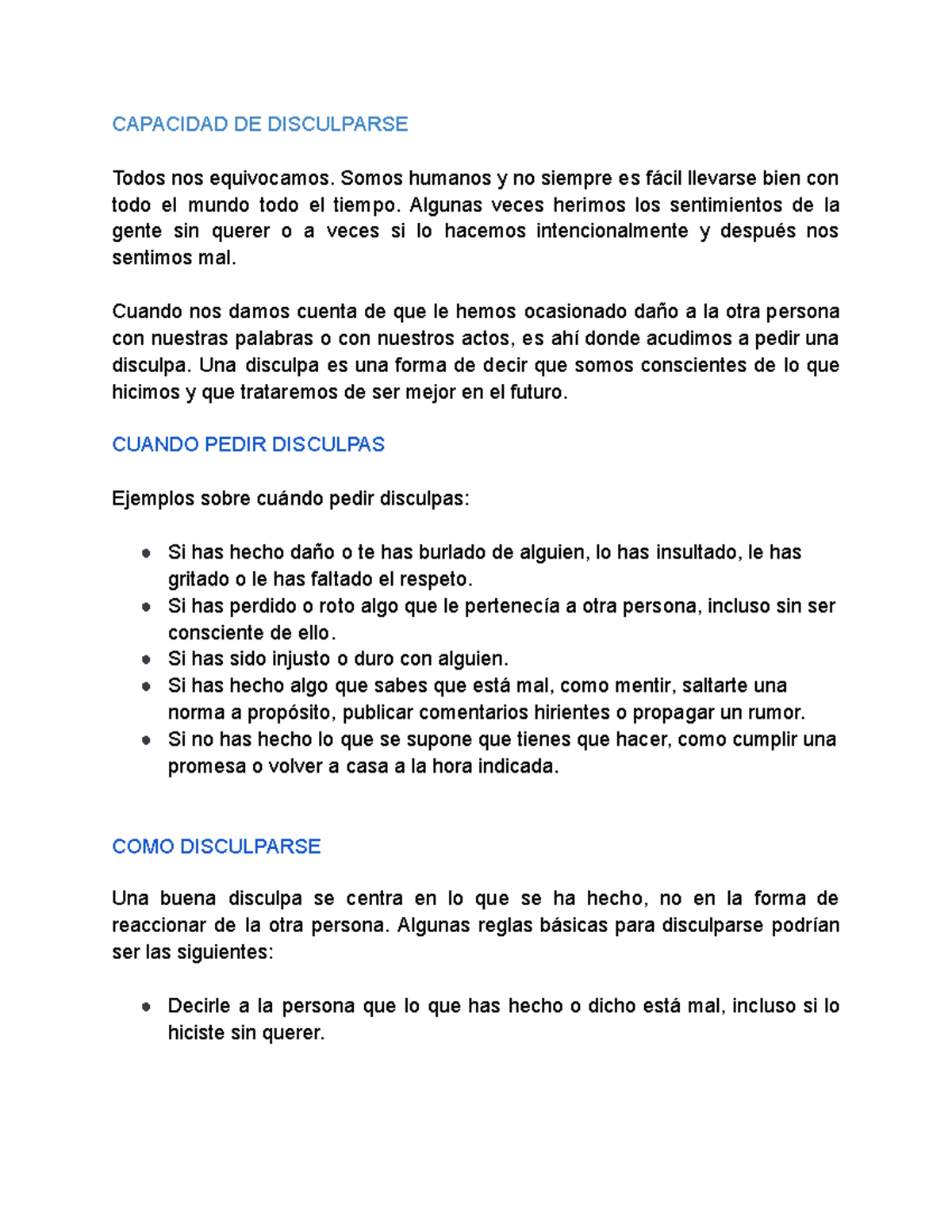 Capacidad DE Disculparse - CAPACIDAD DE DISCULPARSE Todos nos ...