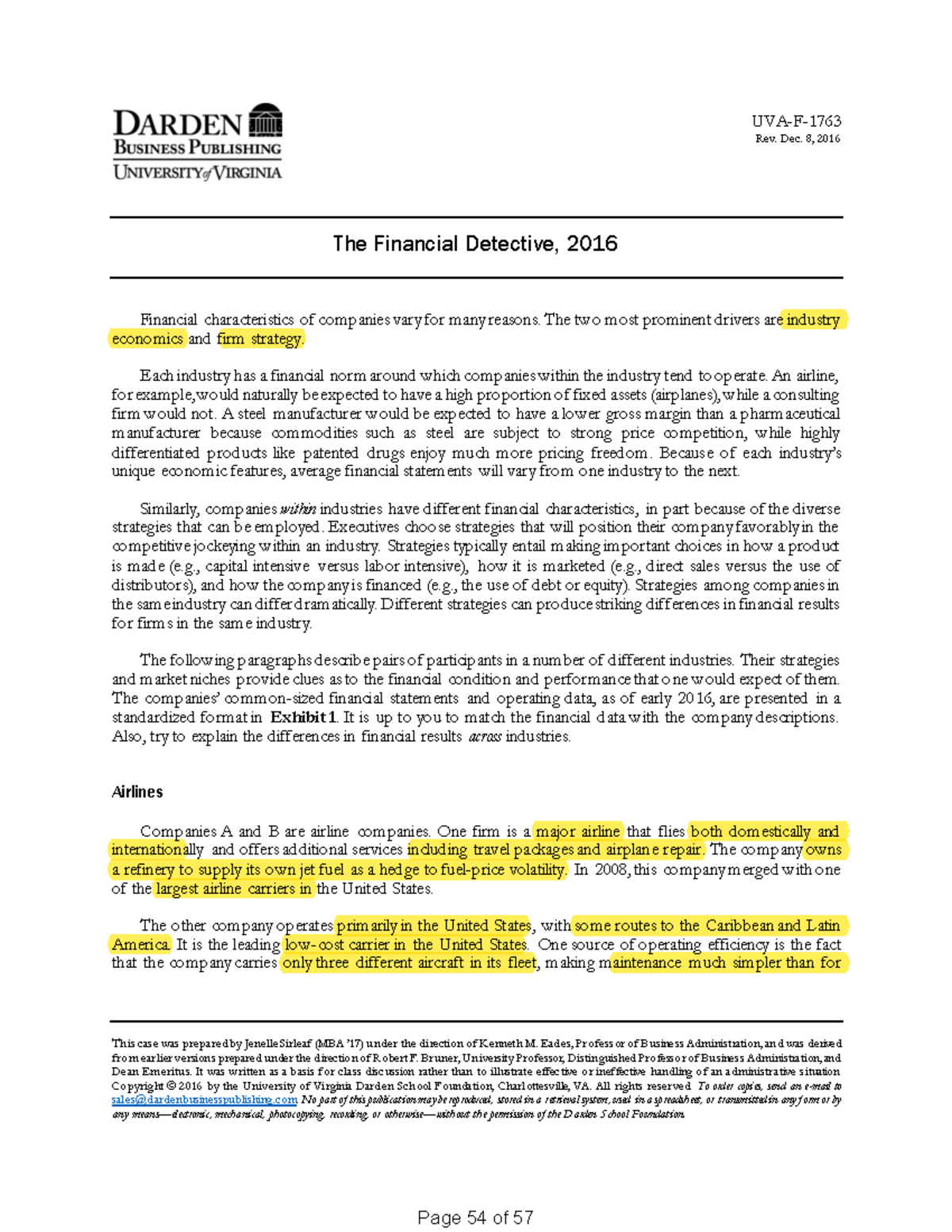 The Financial Detective - UVA-F- Rev. Dec. 8, 2016 This case was ...