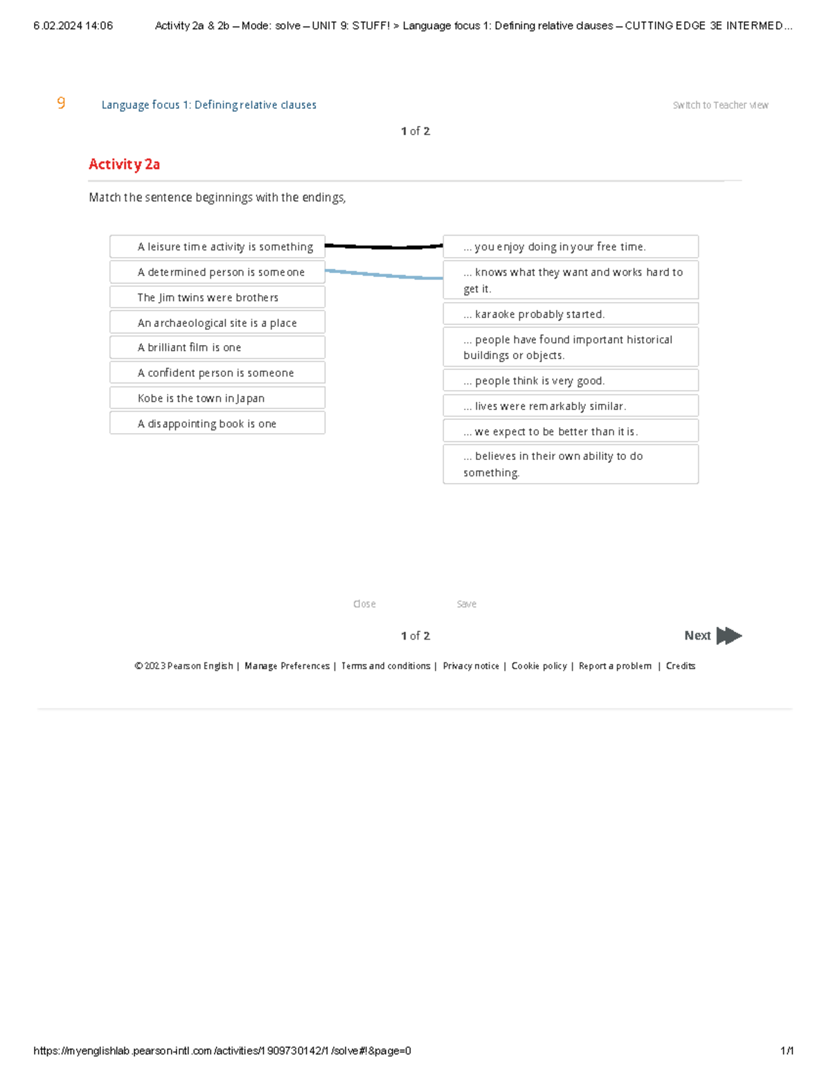 5A - Relative Cl sentence matching - 6.02 14:06 Actvty 2a & 2b – Mode ...
