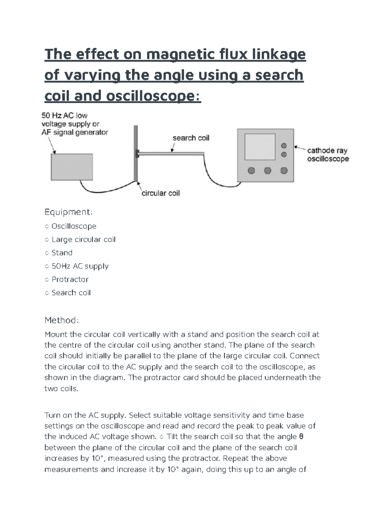 The effect on magnetic flux linkage of varying the angle using a search ...