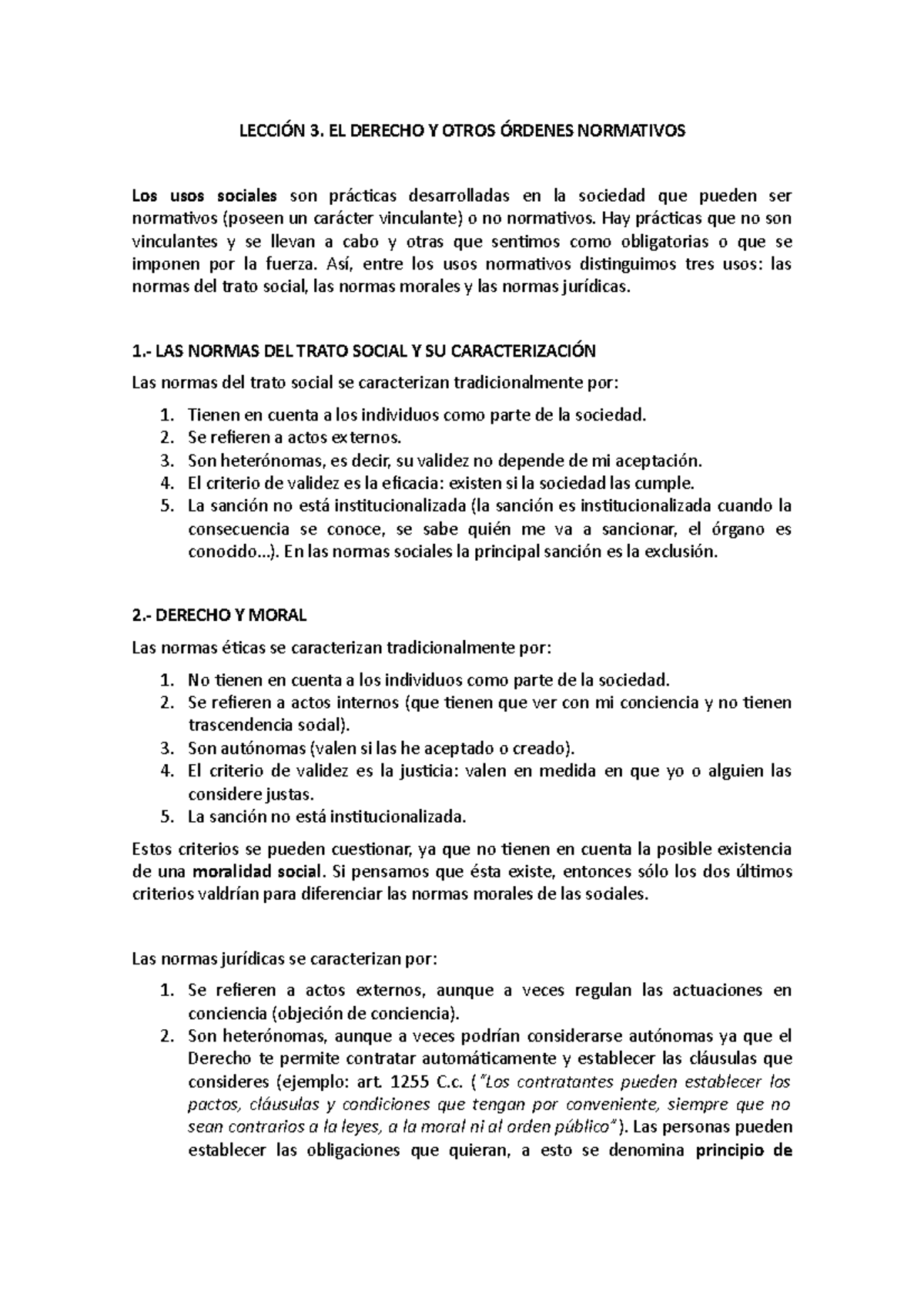 Lección 3 TEORIA DEL DERECHO - LECCIÓN 3. EL DERECHO Y OTROS ÓRDENES ...