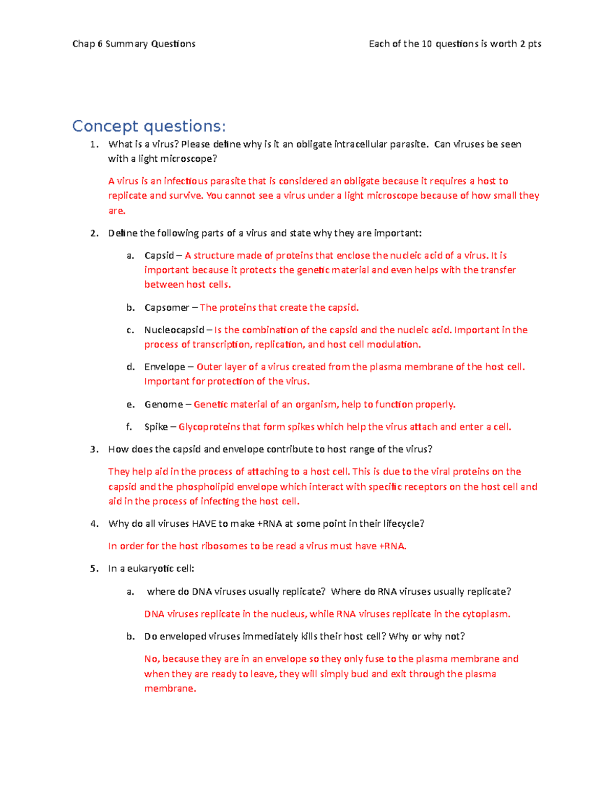 Chap 6 Summary Questions - Chap 6 Summary Questions Each of the 10 ...