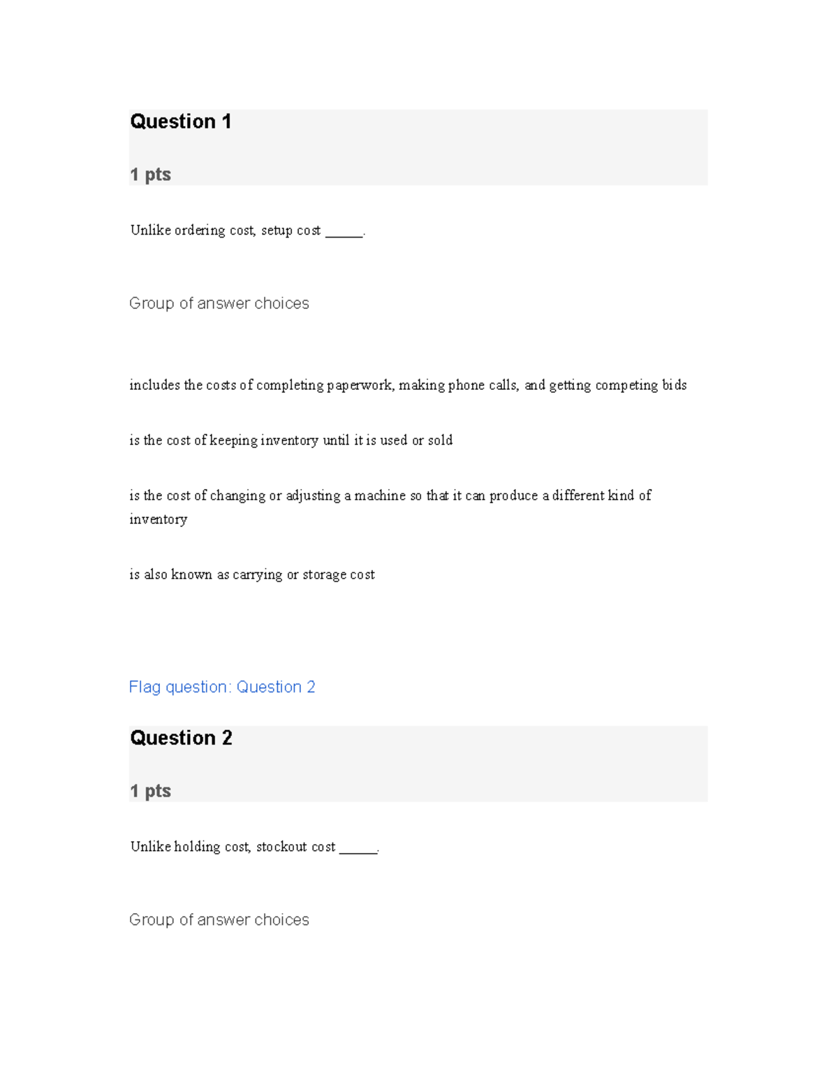 Untitled document - notes from lectures - Question 1 1 pts Unlike ...