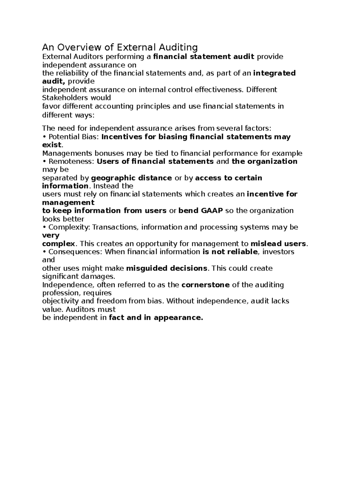 An Overview of External Auditing - An Overview of External Auditing ...