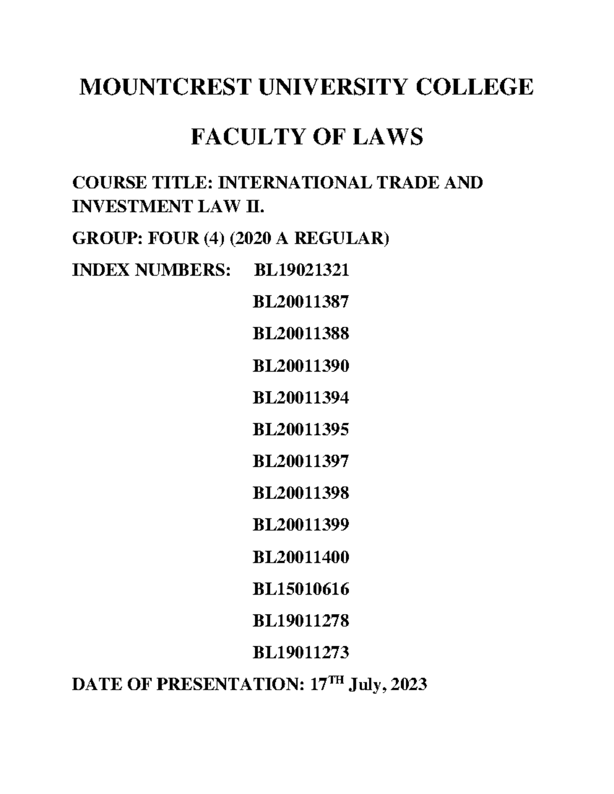 Ownership Requirements - MOUNTCREST UNIVERSITY COLLEGE FACULTY OF LAWS ...