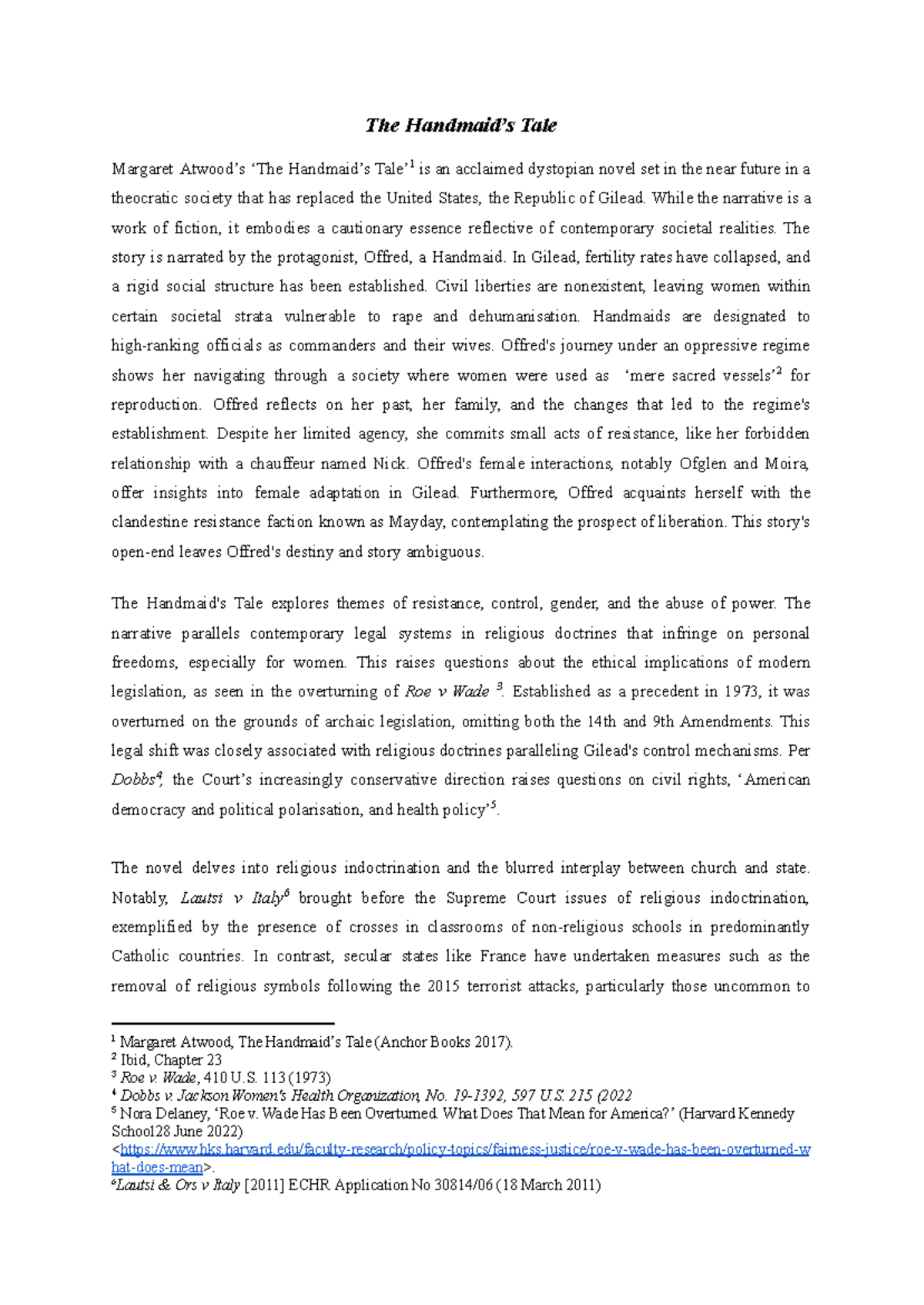 The Handmaid’s Tale- law & lit - The Handmaid’s Tale Margaret Atwood’s ...