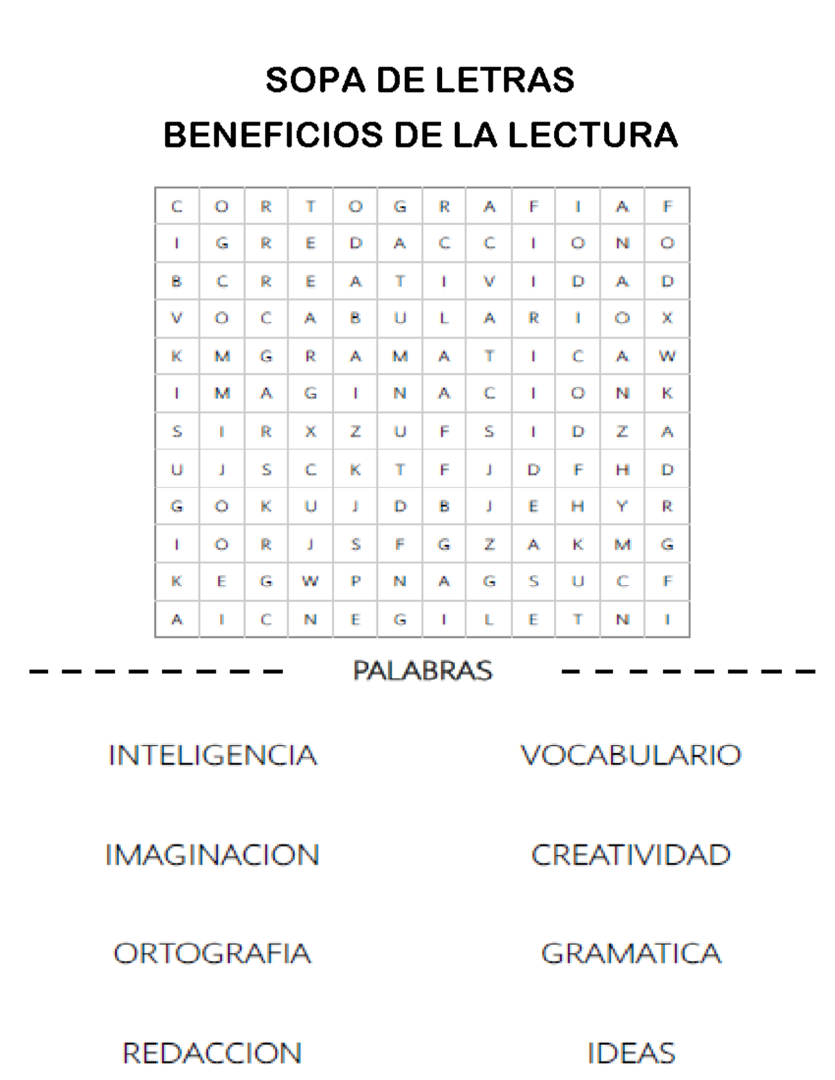 SOPA DE LE - INFORME - Lenguaje y comunicación - SOPA DE LETRAS ...