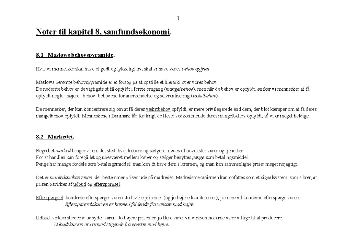 Noter til kapitel 8, samfundsøkonomi, endelig - Noter til kapitel 8 ...