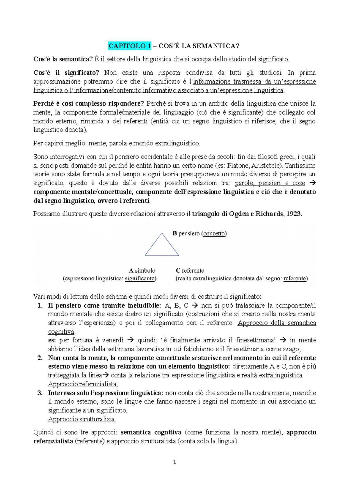 Lessico E Semantica, riassunto del libro - CAPITOLO 1 – COS’È LA SEMANTICA? Cos’è la semantica ...