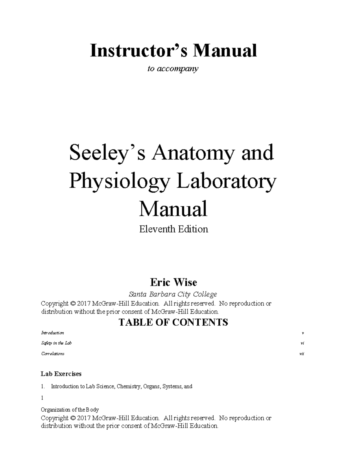 Seeleys Anatomy and Physiology 11th Edit - Instructor’s Manual to ...