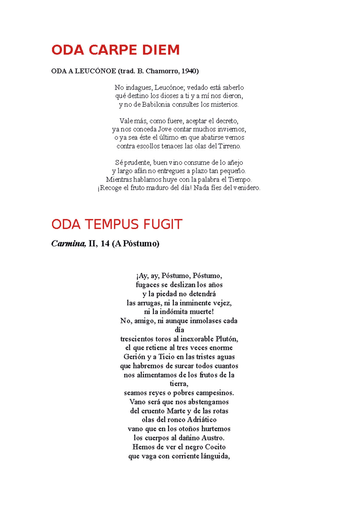 ODAS DE HORACIO, Fuentes Clásicas, - ODA CARPE DIEM ODA A LEUCÓNOE ...