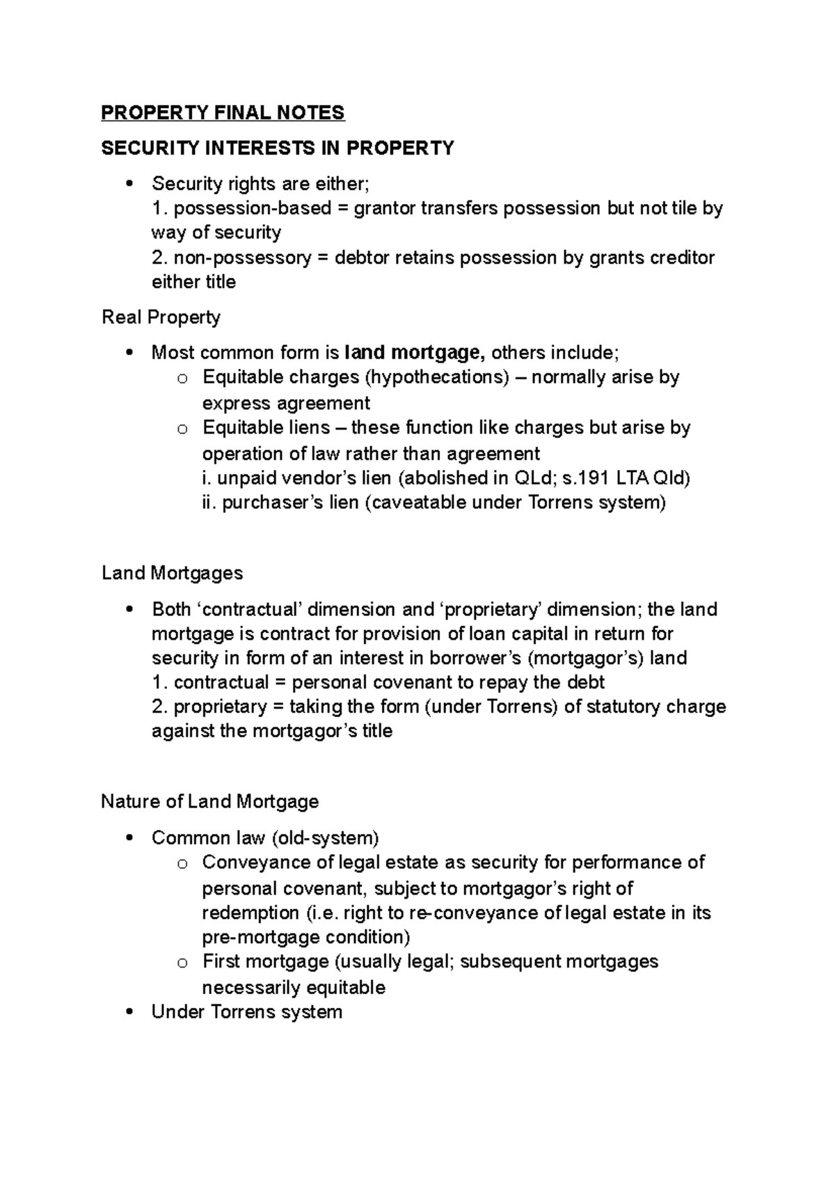 Property Final Notes - PROPERTY FINAL NOTES SECURITY INTERESTS IN ...