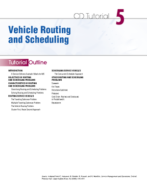 Vehicle Routing and Scheduling - CD Tutorial 5 Vehicle Routing and ...
