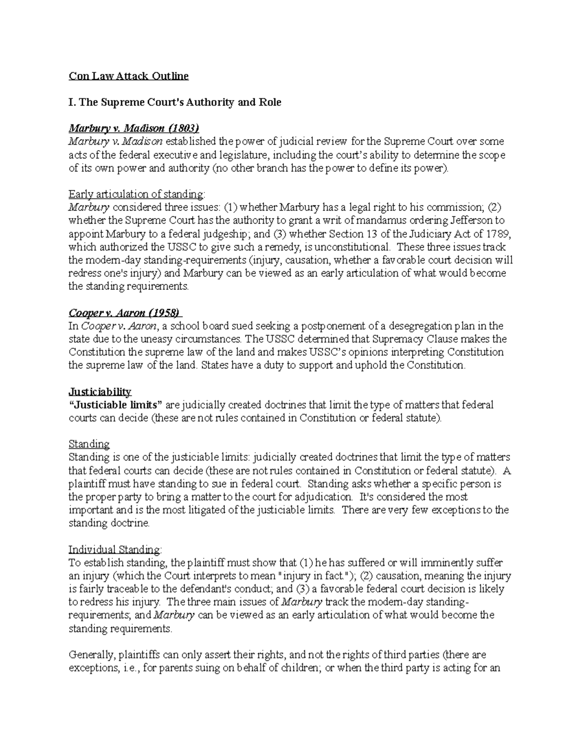 Con Law Attack Outline - Pre-Write for constitutional law. good for ...