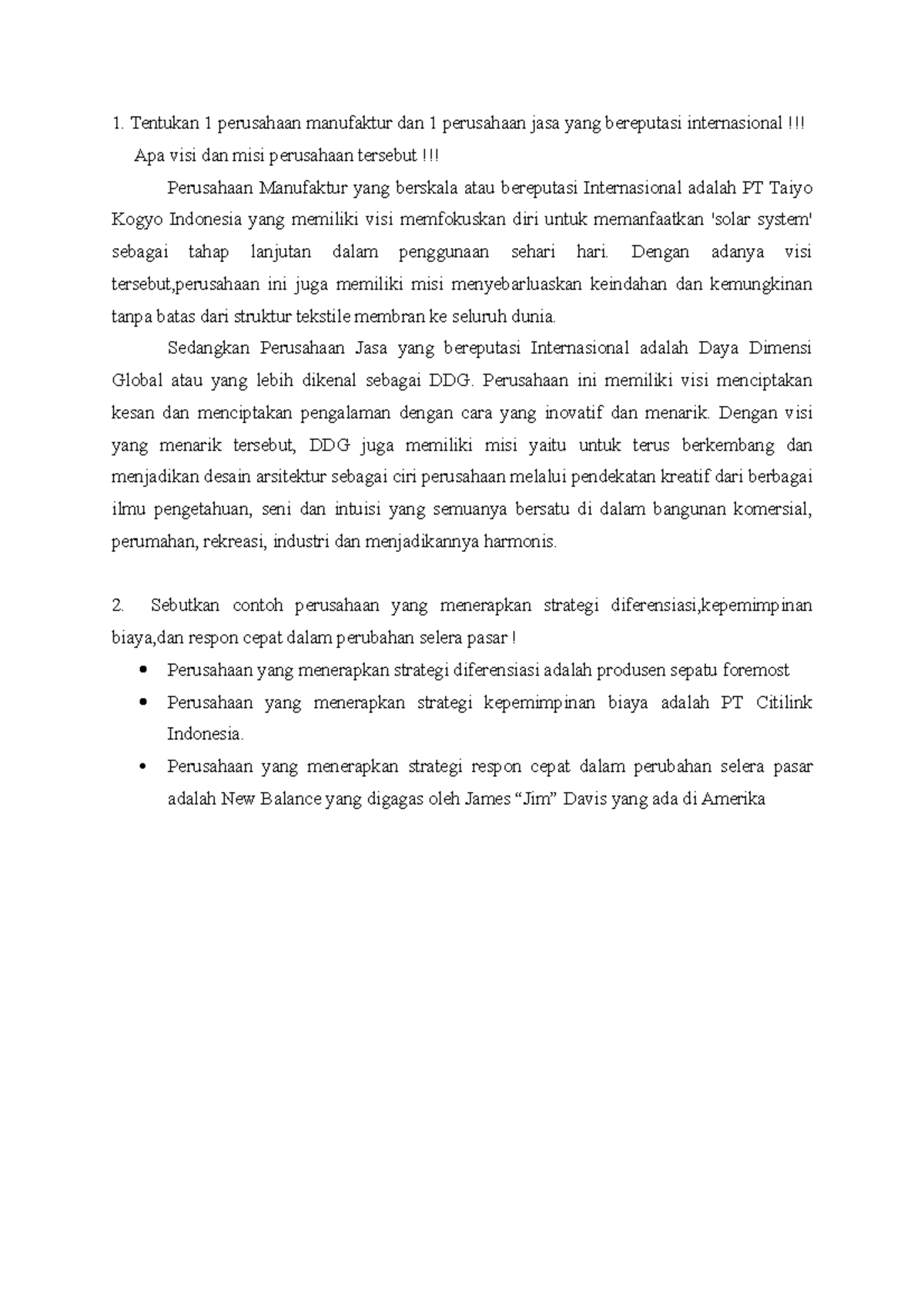 Contoh tugas Manajemen Operasional - Tentukan 1 perusahaan manufaktur ...