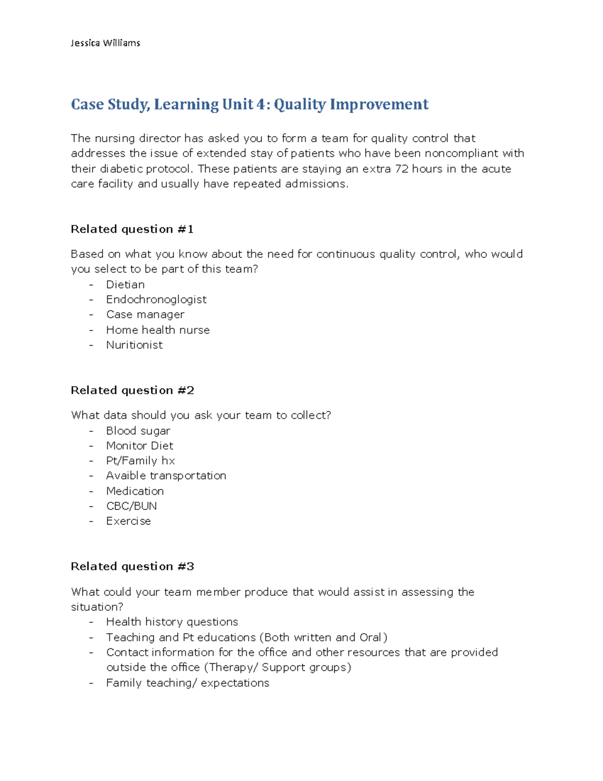 Leadership CS Unit4 - Delegation Case Study based on unit 5 - Case ...