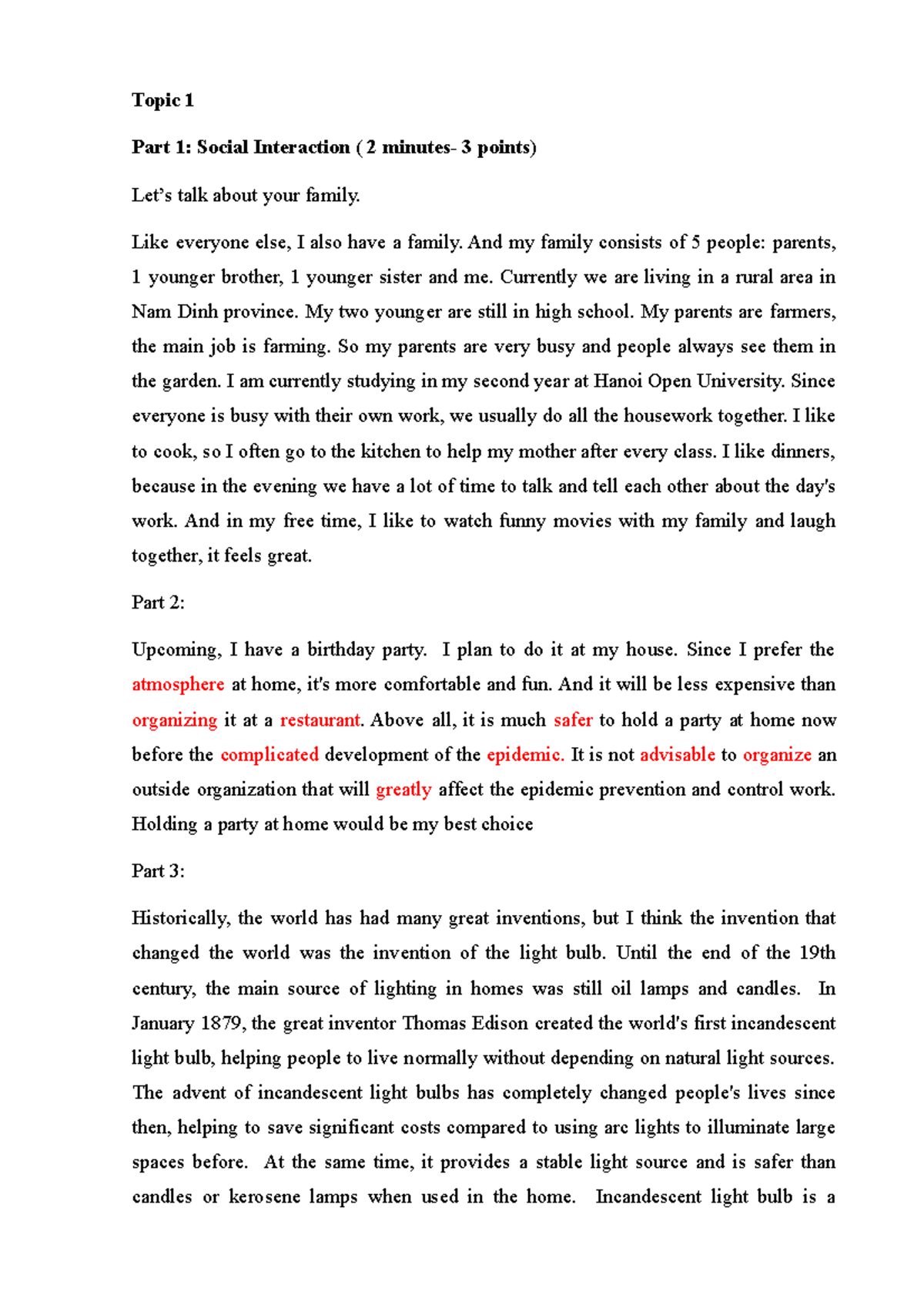 Chủ-đề-topic - Tiếng Anh - Topic 1 Part 1: Social Interaction ( 2 ...