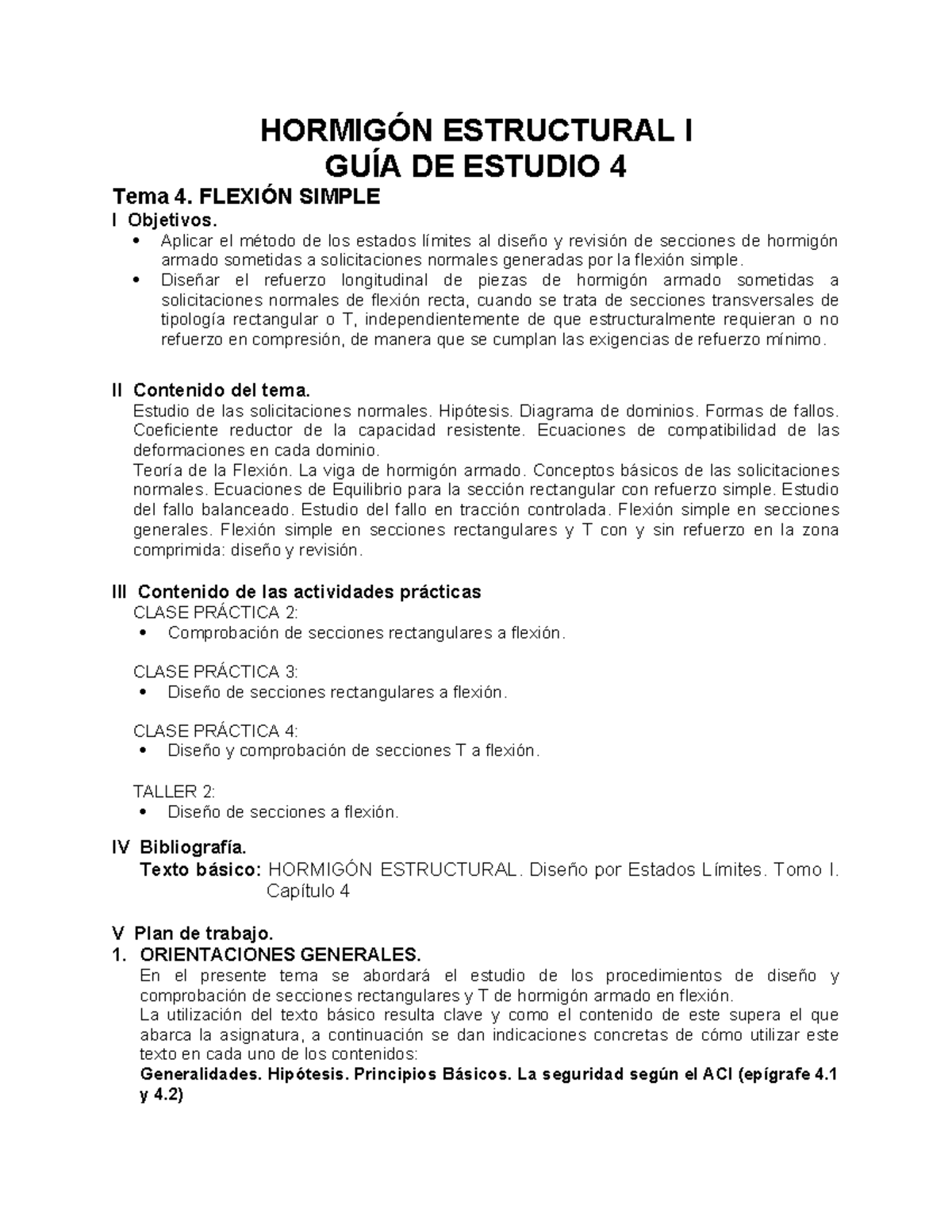 GUIA 4 Flexión - Repaso - HORMIGÓN ESTRUCTURAL I GUÍA DE ESTUDIO 4 Tema 4. FLEXIÓN SIMPLE I ...