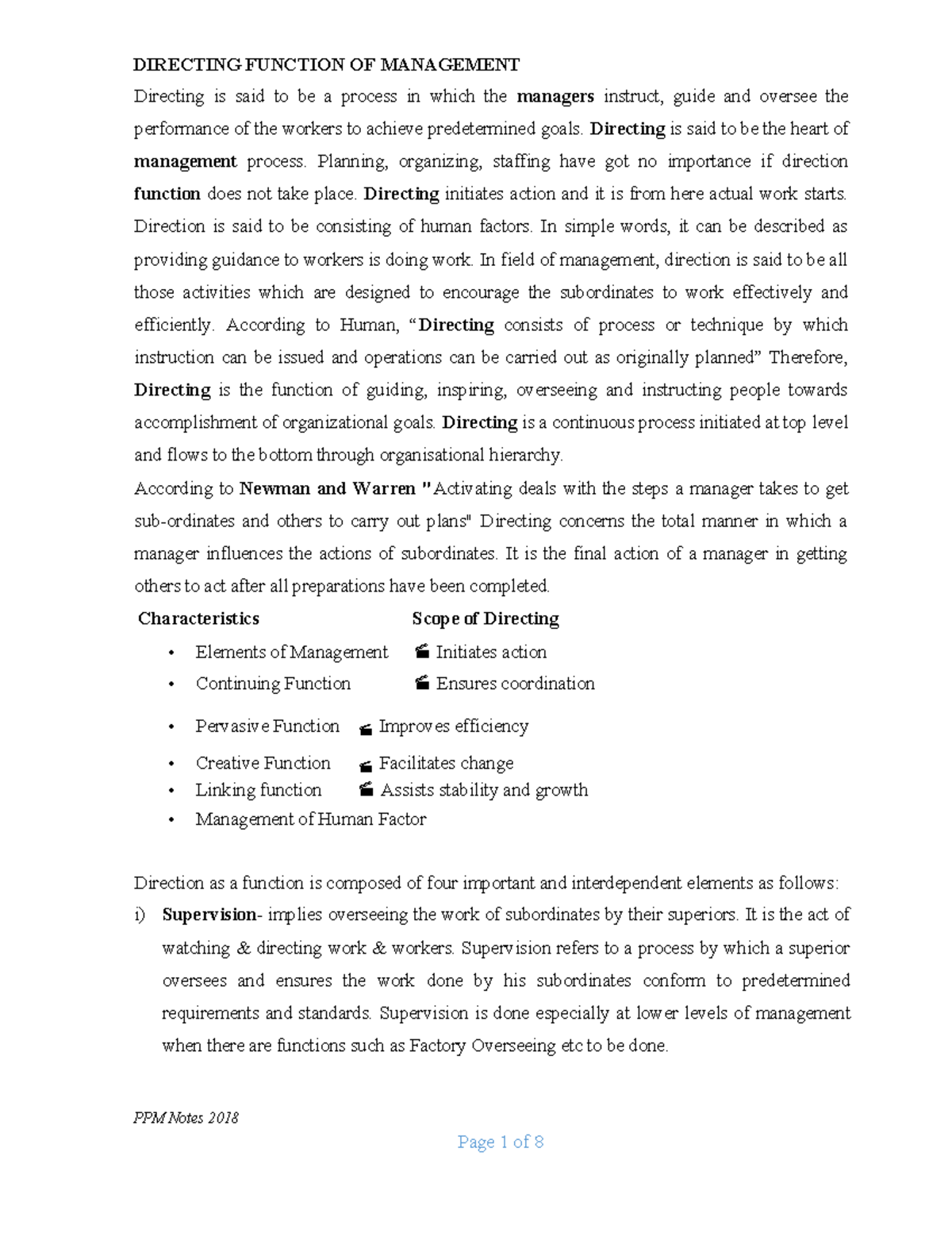 Directing Function OF Management - DIRECTING FUNCTION OF MANAGEMENT ...