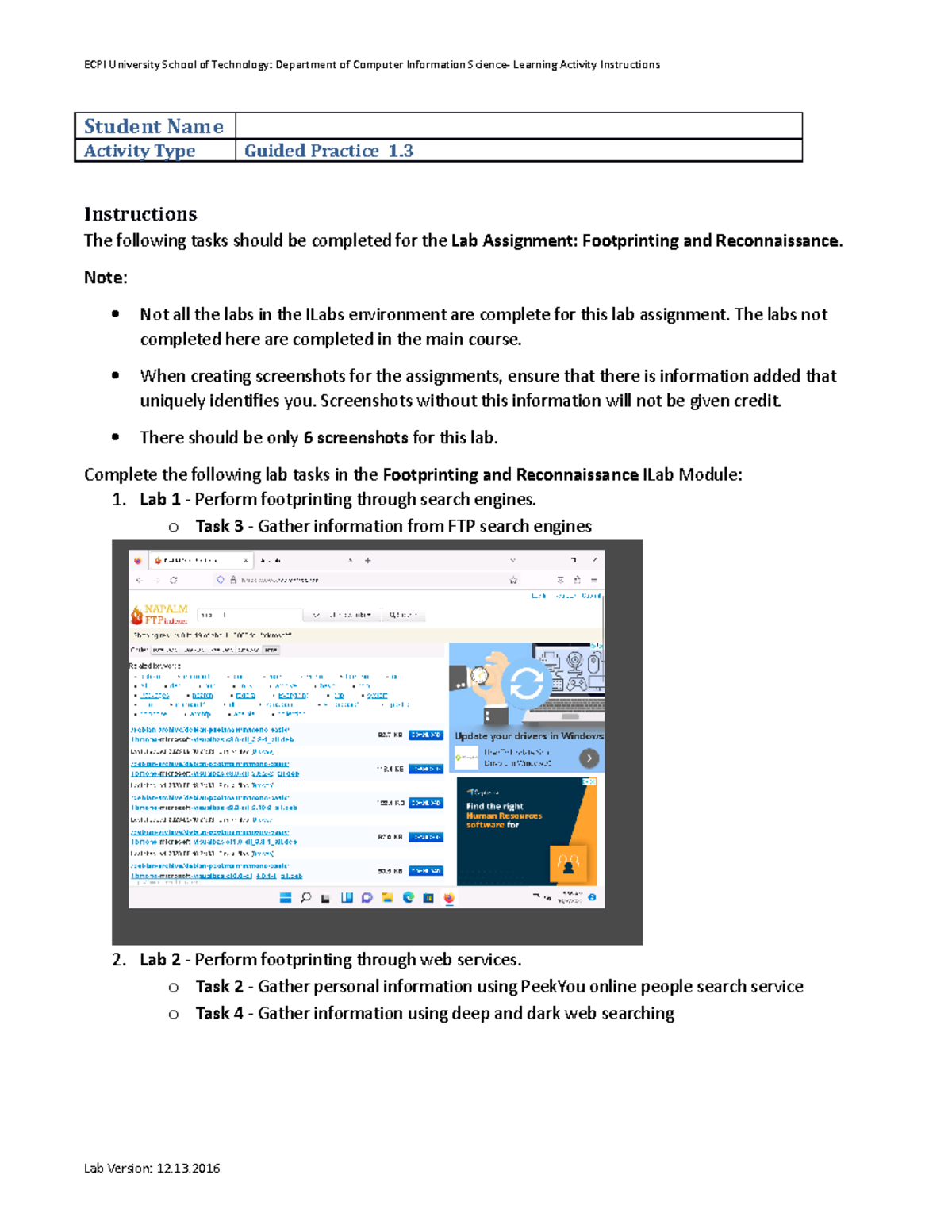 EH1-Footprinting and Reconnaissance Lab Report - Student Name Activity ...