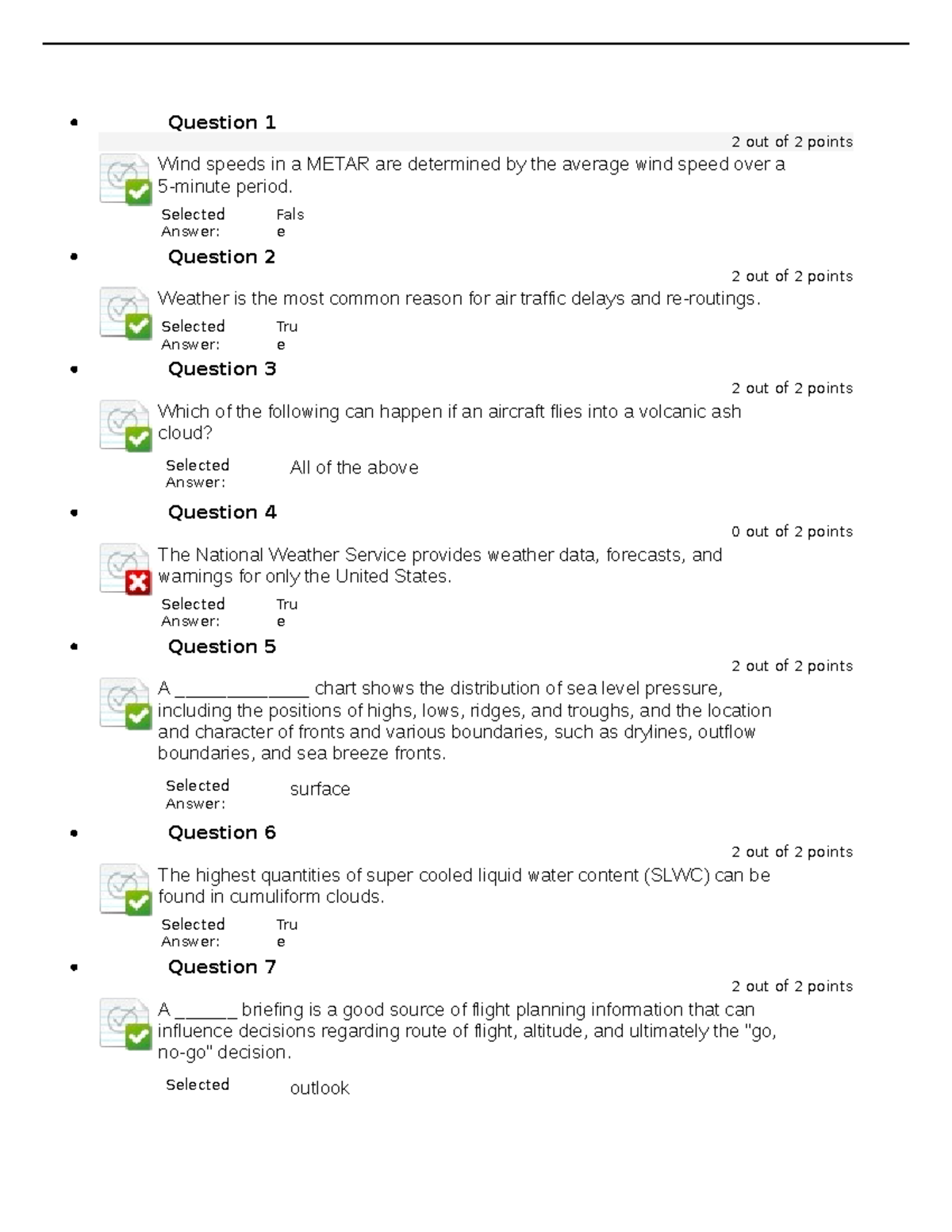 AVI340 Quiz 2 Question 1 2 Out Of 2 Points Wind Speeds In A METAR Are