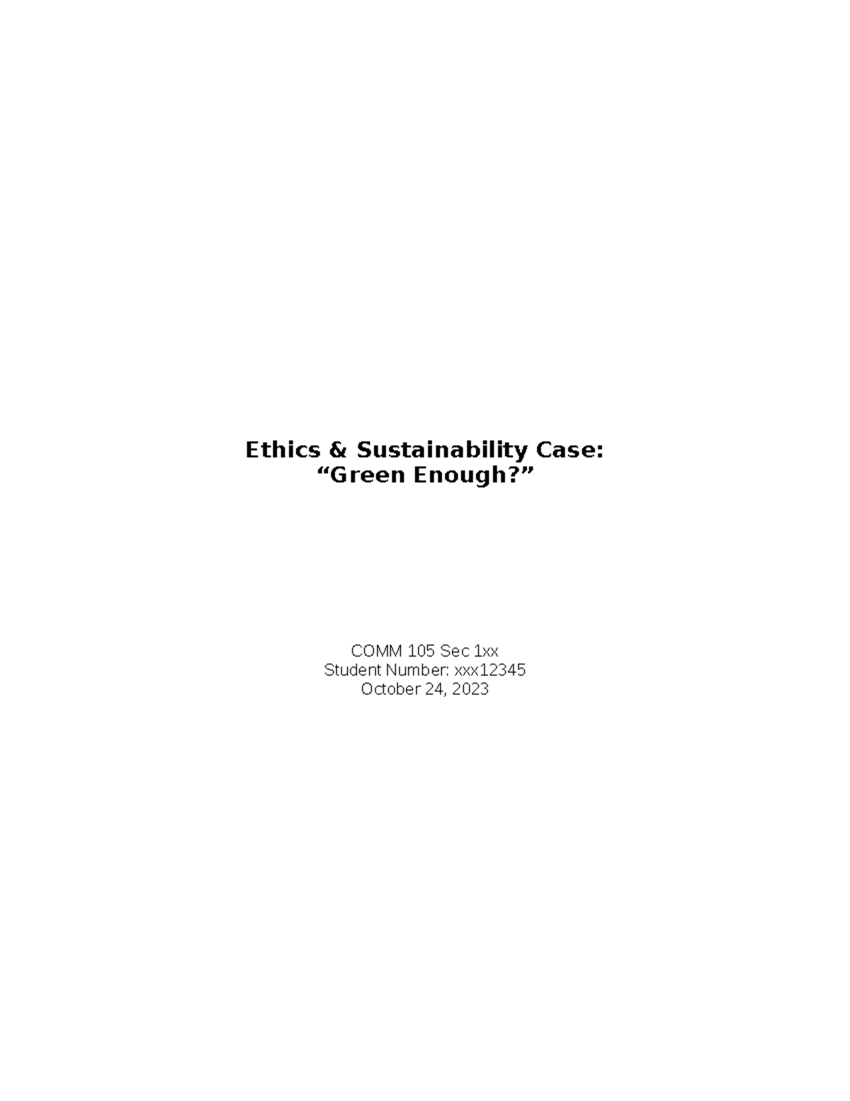 Write over this document - case study - Ethics & Sustainability Case ...