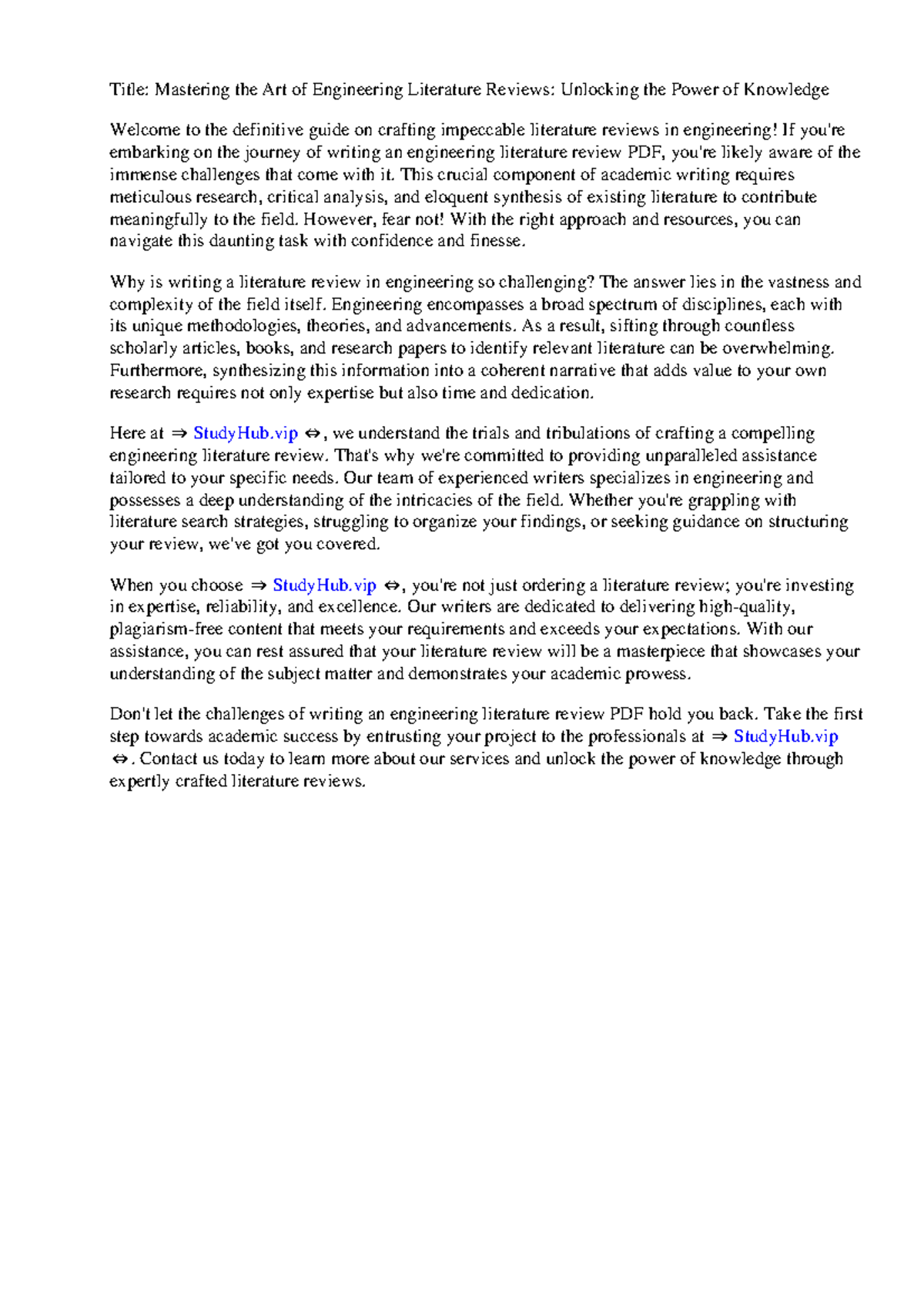 Engineering Literature Review Pdf - Title: Mastering the Art of ...