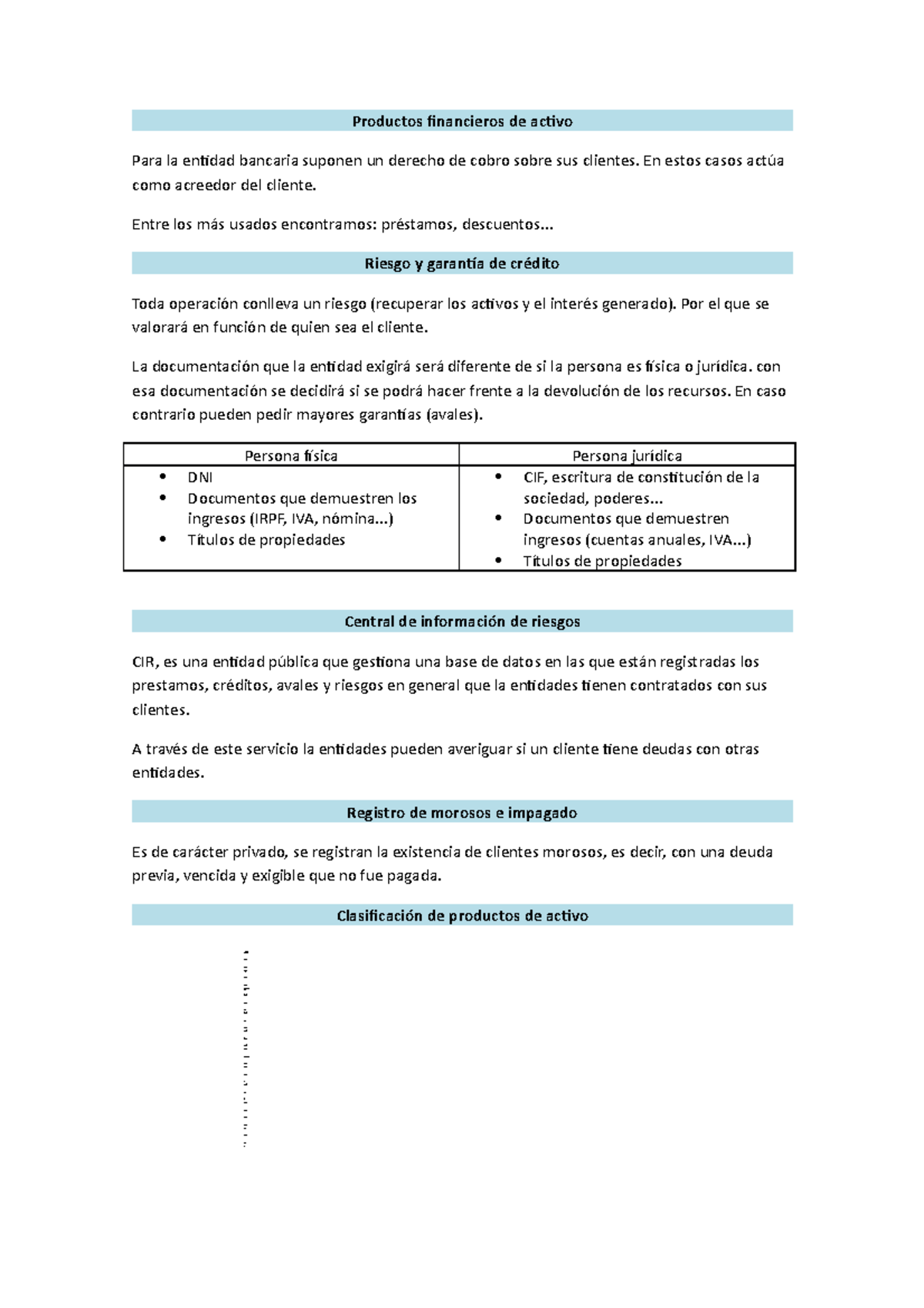 Productos Activo 1 - Productos financieros de activo Para la entidad ...
