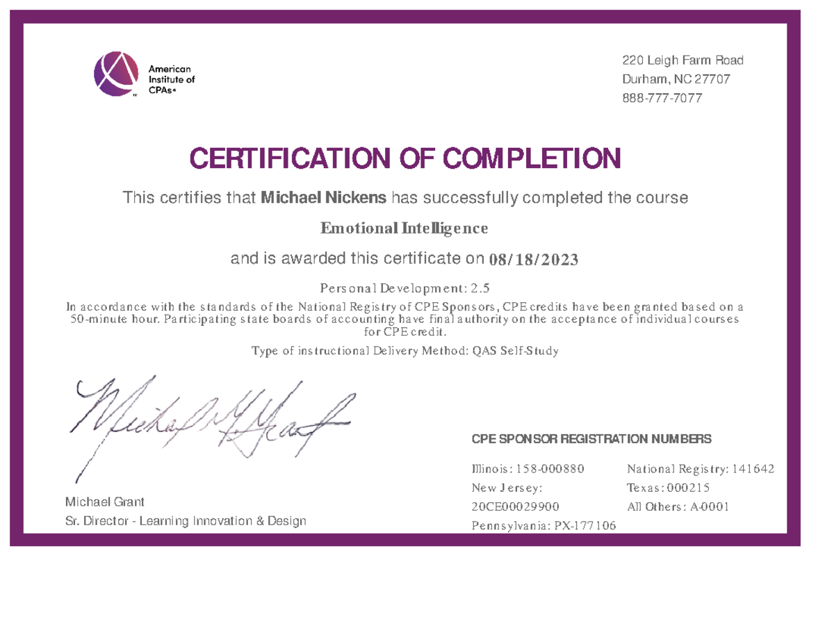 Emotional Intelligence - Michael Grant Sr. Director - Learning ...
