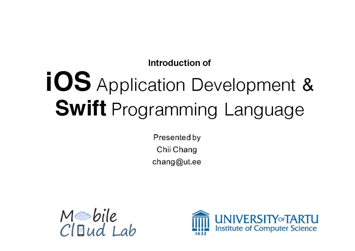 L5 i OS - Ios Application Development I - Introduction of iOS Application Development & Swift ...