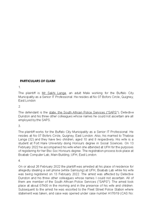 Notice of bar Tlometsane - LEC411E - UFH - Studocu