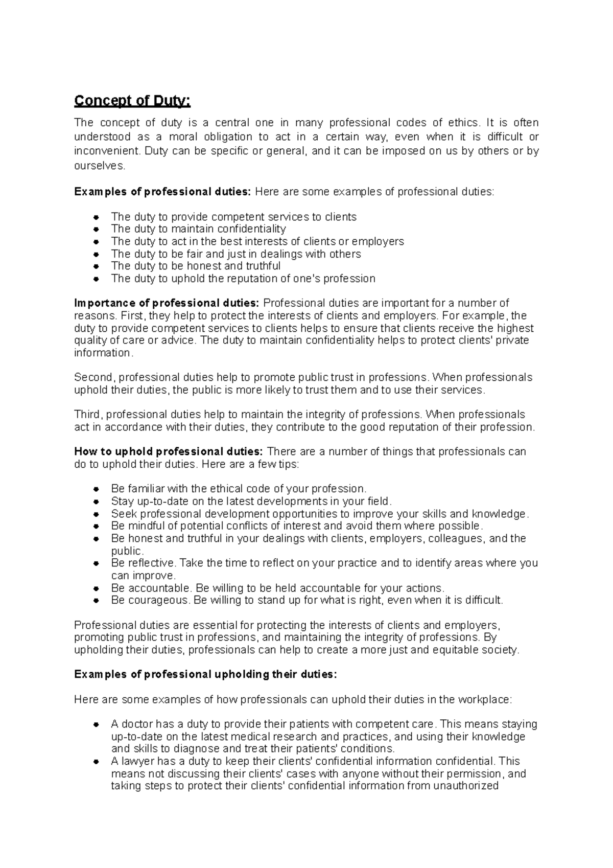 PEHV Unit 4 - Engineer's Duties and Rights - Concept of Duty: The ...