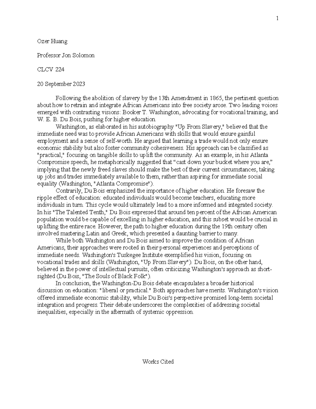 CLCV 224 Paper 1 - 1 Ozer Huang Professor Jon Solomon CLCV 224 20 ...