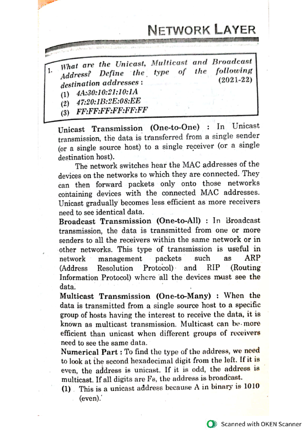 Computer Network unit 3,4,5 previous year - Master of computer application - Studocu