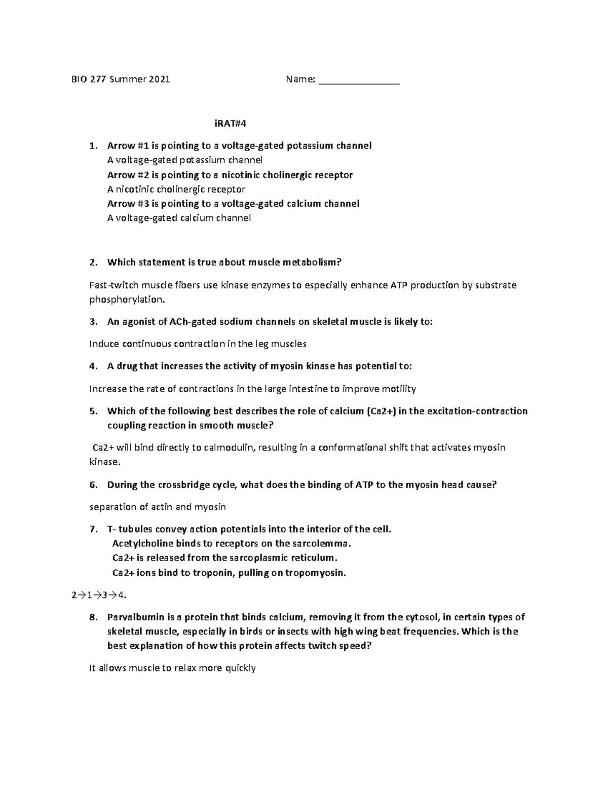 I RAT #4 - practice questions irat 4 - BIO 277 Summer 2021 Name ...