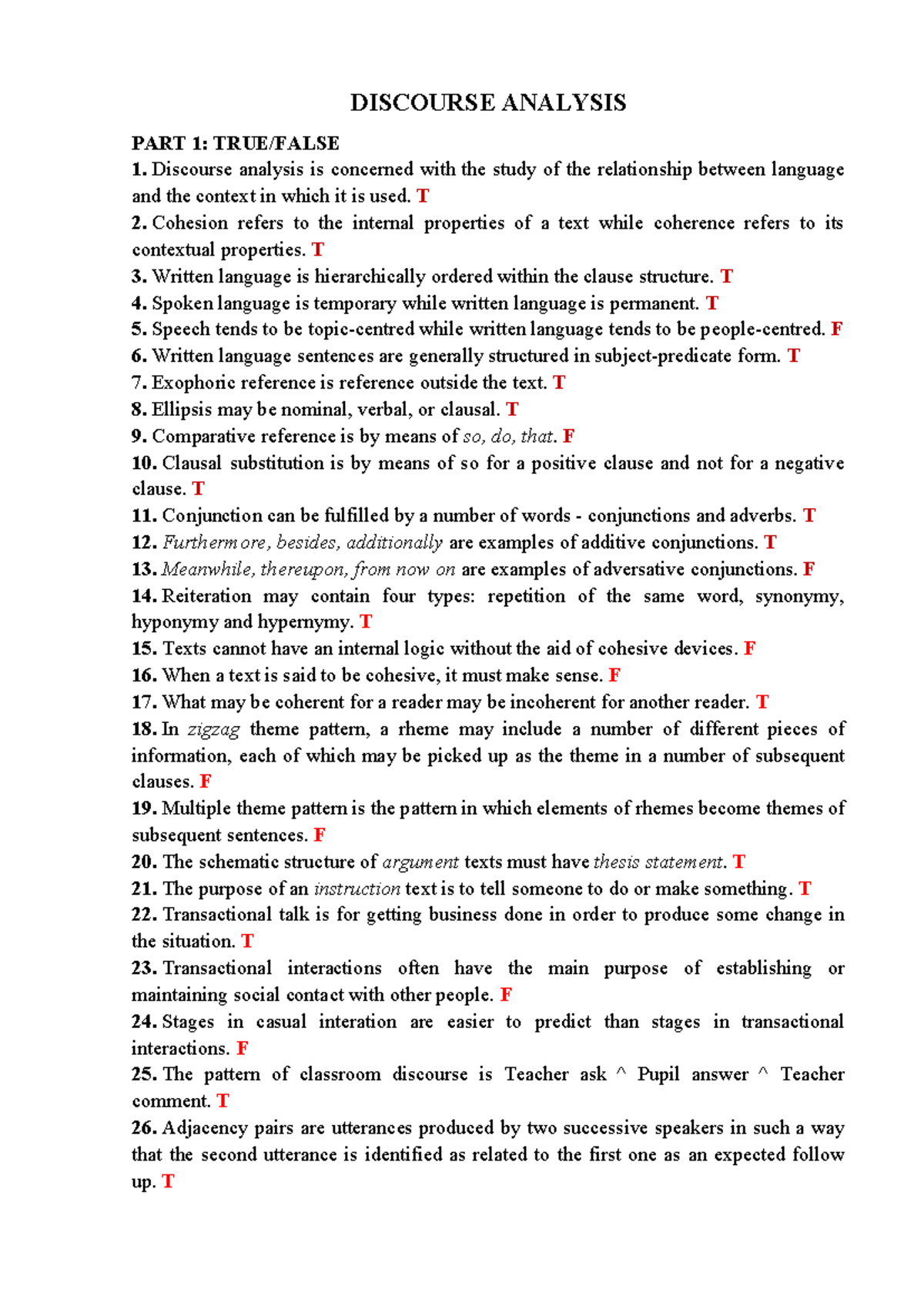 Discourse- Analysis - Summary Tiếng anh 1 - DISCOURSE ANALYSIS PART 1 ...