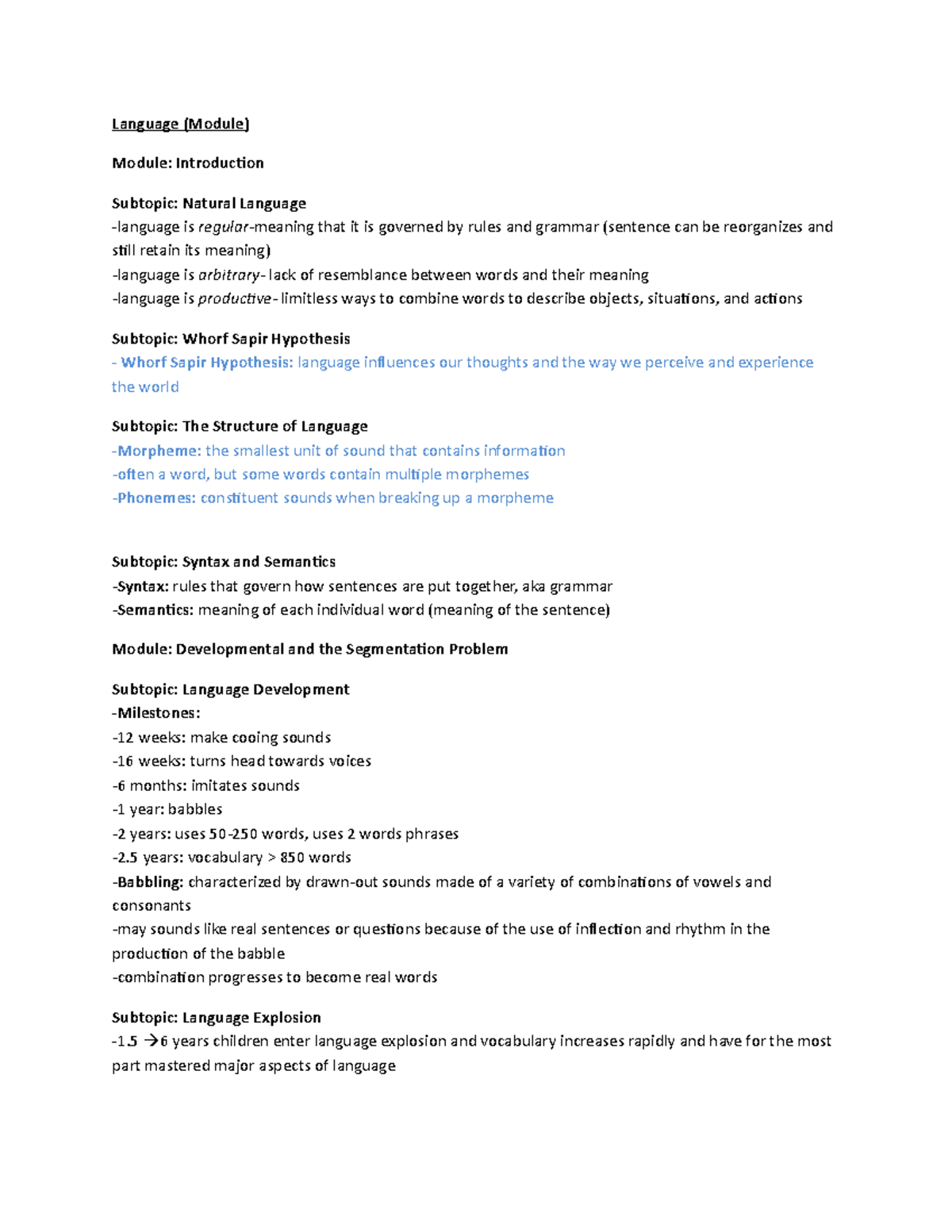 Language - weekly - Language (Module) Module: Introduction Subtopic ...