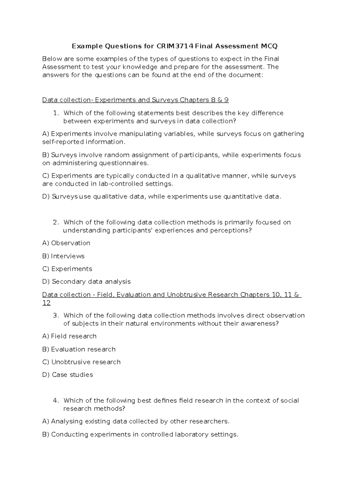 Example Questions for CRIM3714 Final Assessment - The answers for the ...