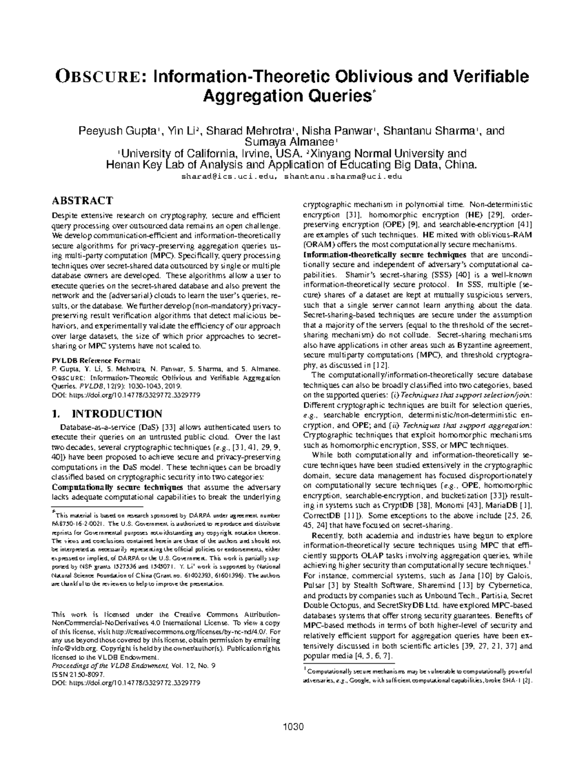 Obscure - Nites - OBSCURE: Information-Theoretic Oblivious and ...