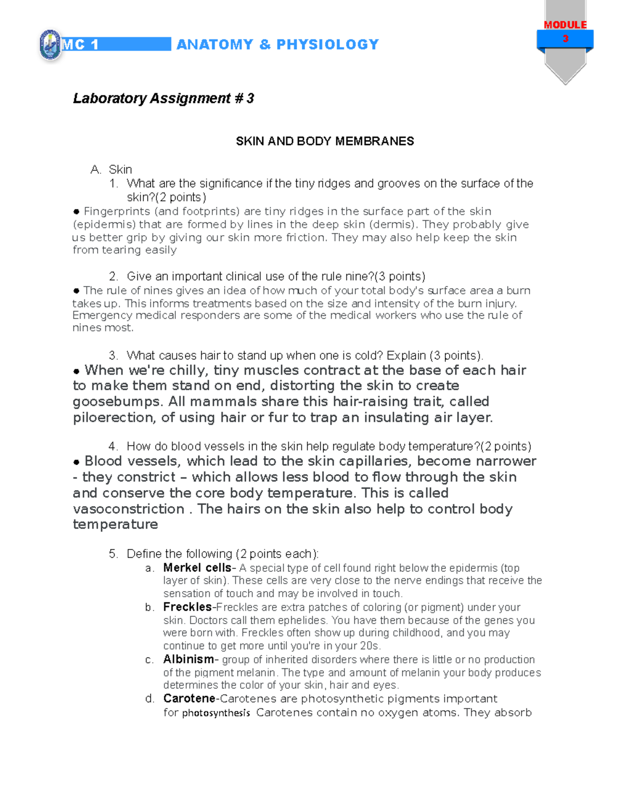MC 1- Laboratory Assignment 3 bachelor of science in nursing - MC 1 ...
