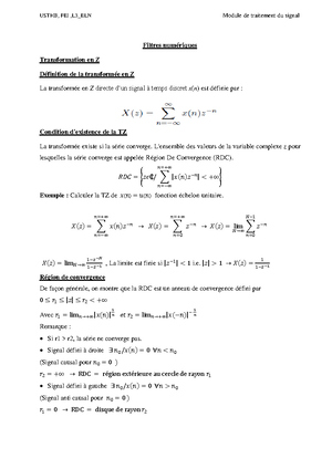 Cours TFD - Transformées de Fourier Discrète DFT et rapide FFT Signaux ...